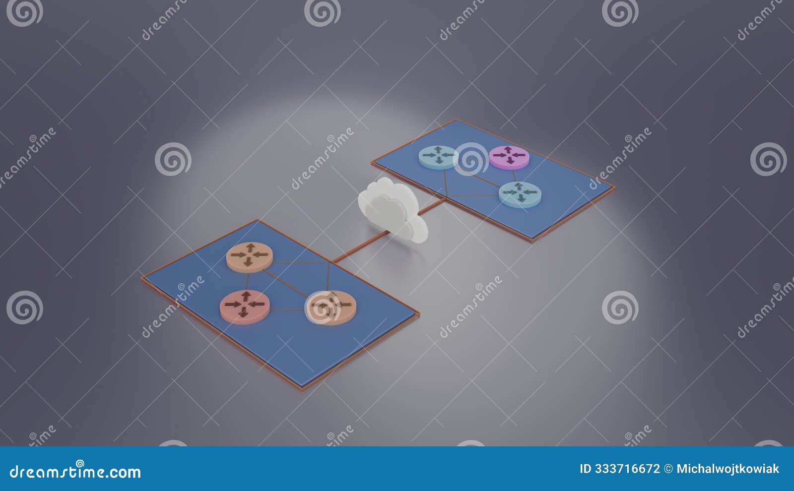 Modern 3d Diagram In Isometric Style Of Bgp Ospf And Routing