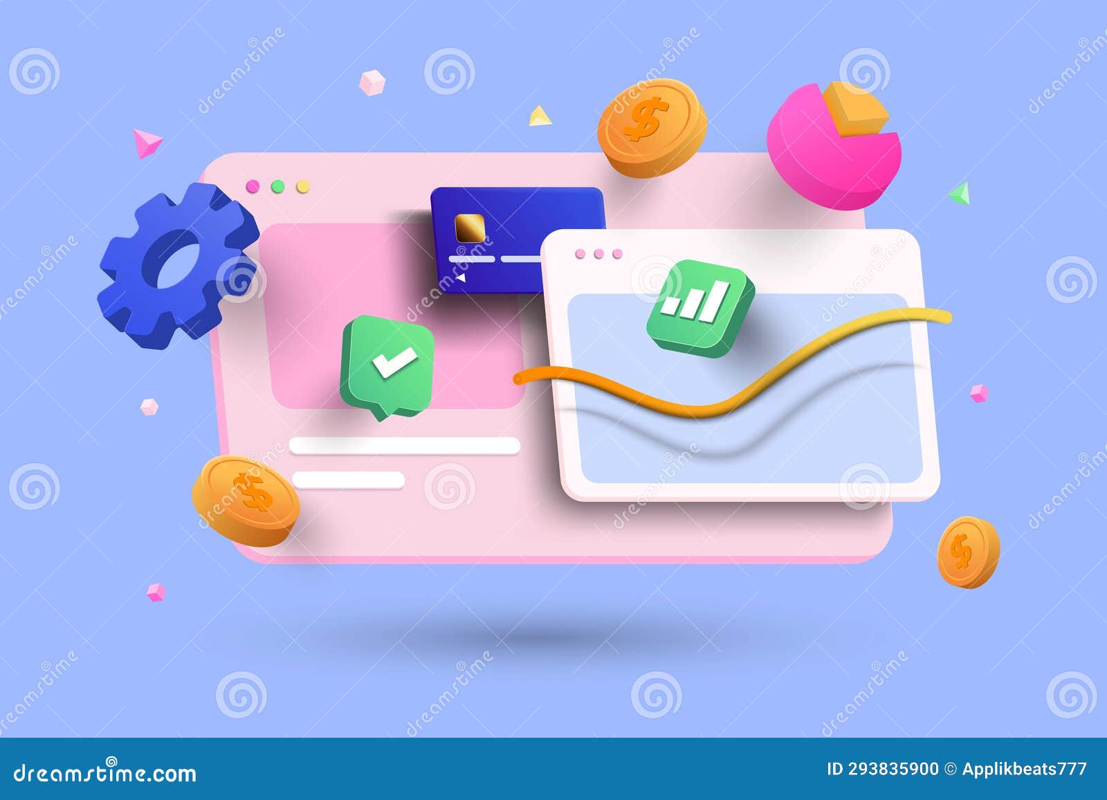 Modern 3d Illustration of Data Analysis Concept Stock Vector ...