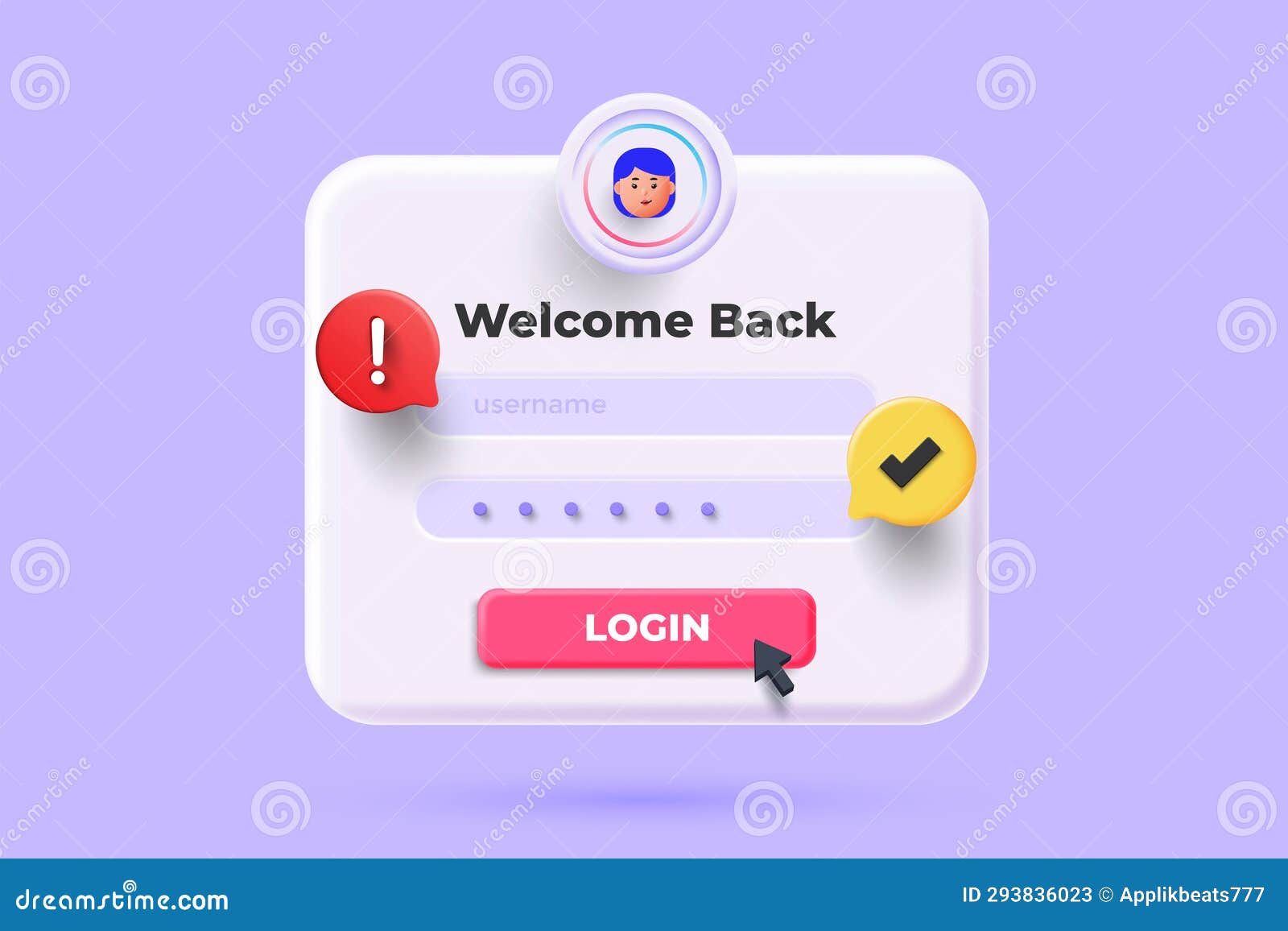 Modern 3d Illustration of Login Concept Stock Vector - Illustration of ...