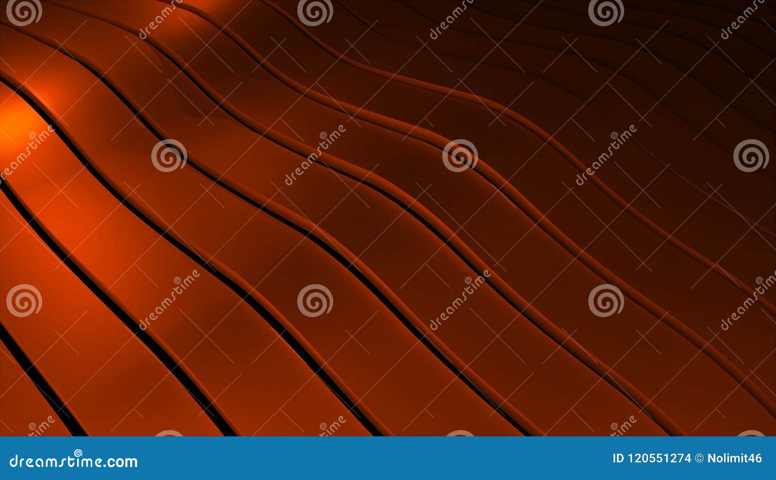 Modern 3D Illustration of Surface with Many Waving Lines, Computer ...
