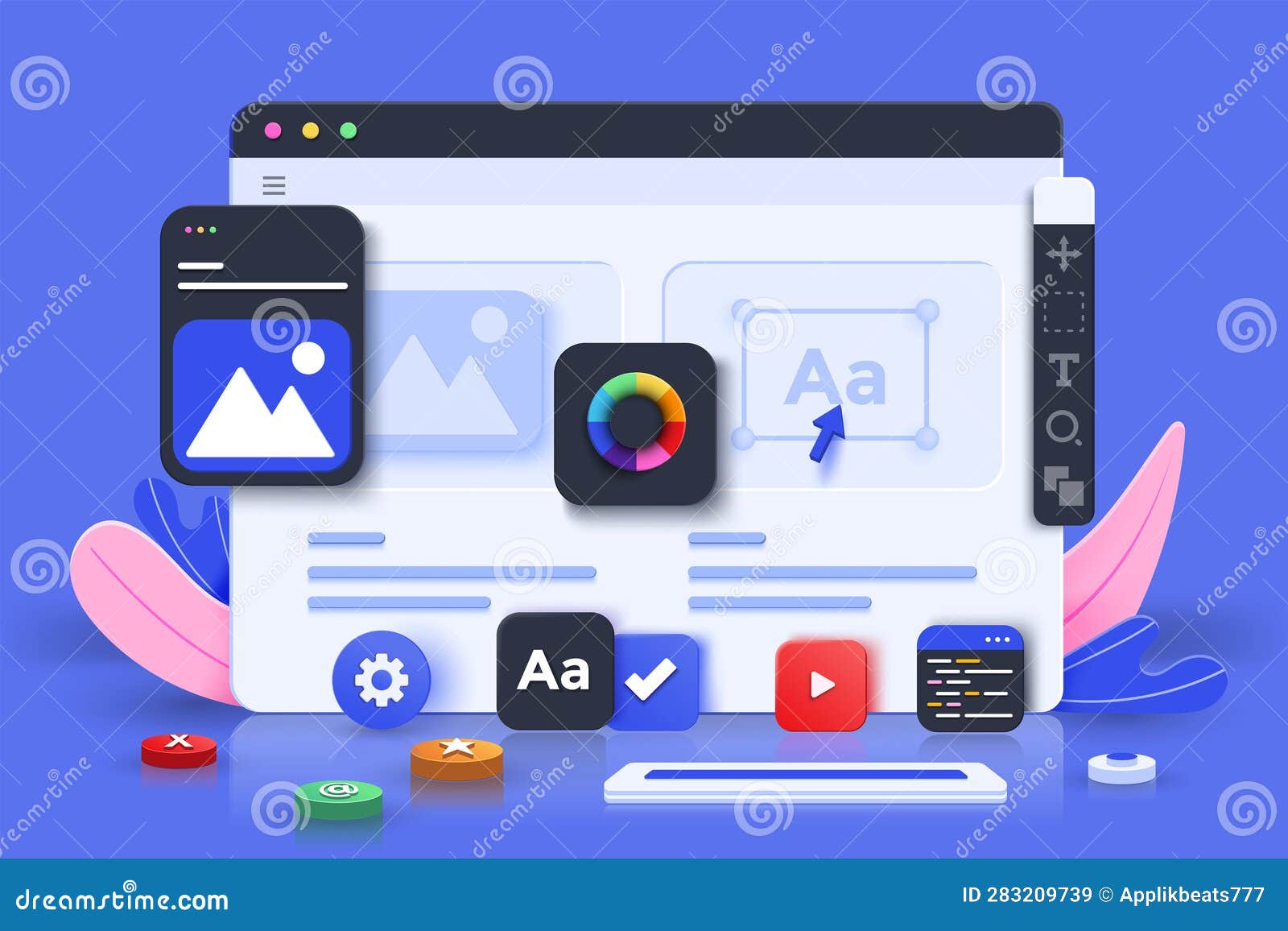 Modern 3d Illustration of Web Development Concept Stock Vector ...