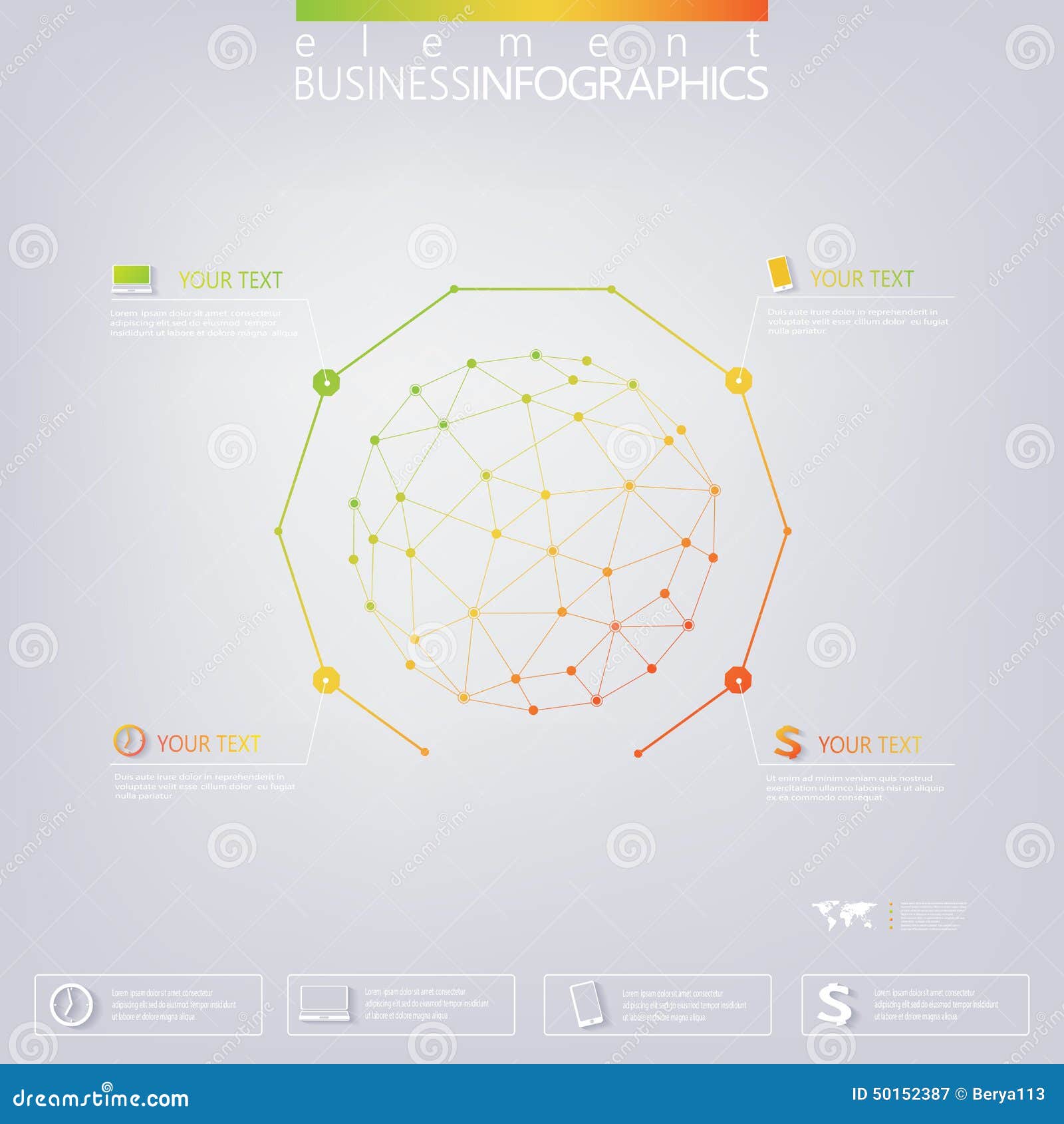 Modern 3D Infographic Network Template with Place Stock Vector ...