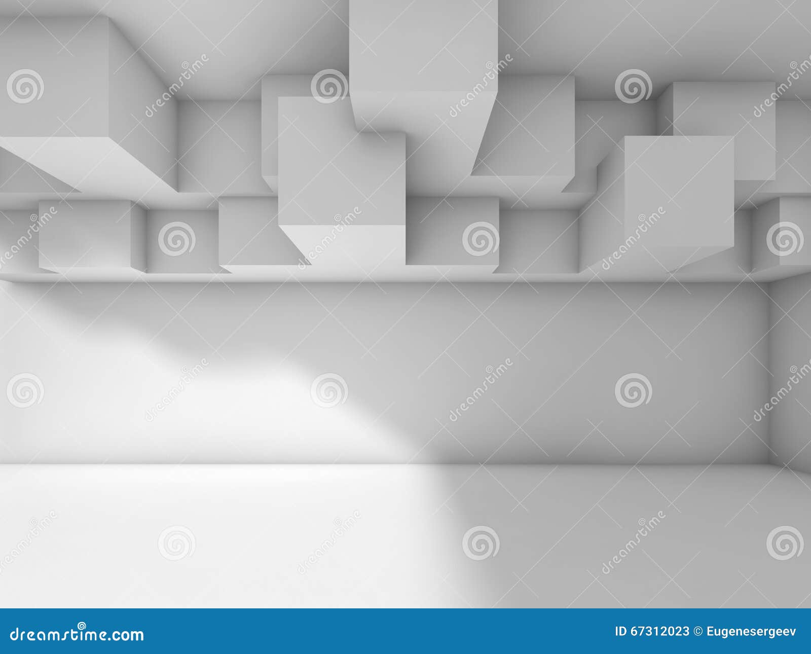 Modern 3d Interior with Cubic Ceiling Installation Stock Illustration ...