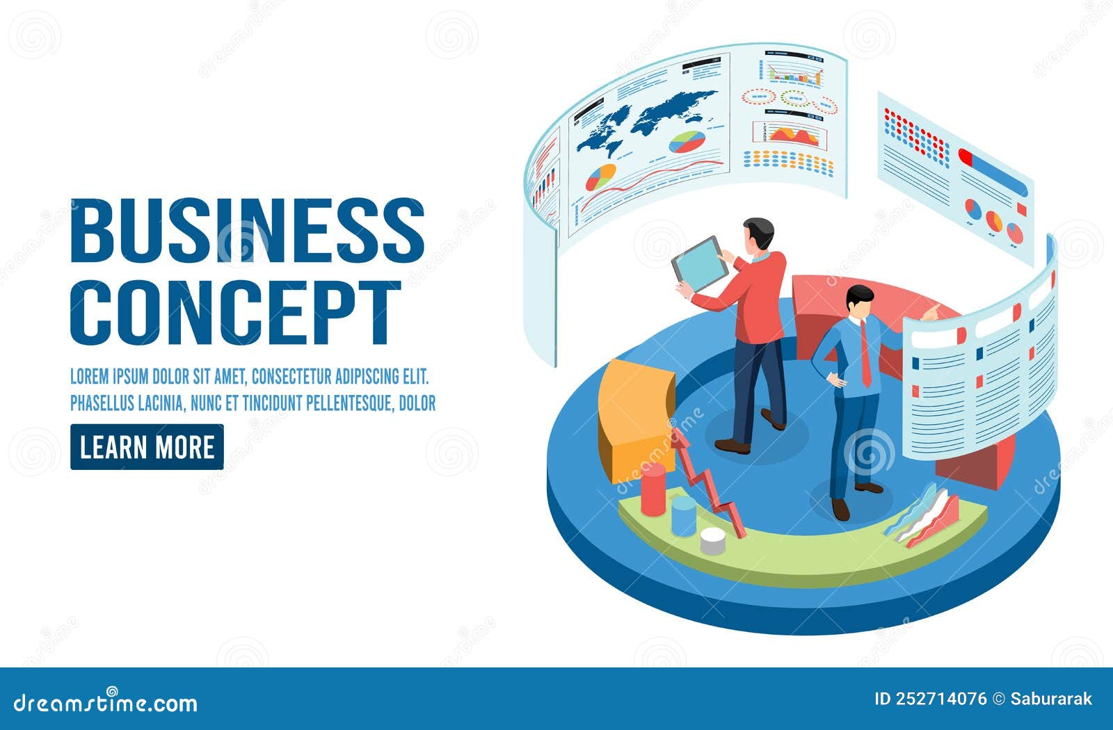 Modern 3d Isometric Design Concept of Data Analysis with Business ...