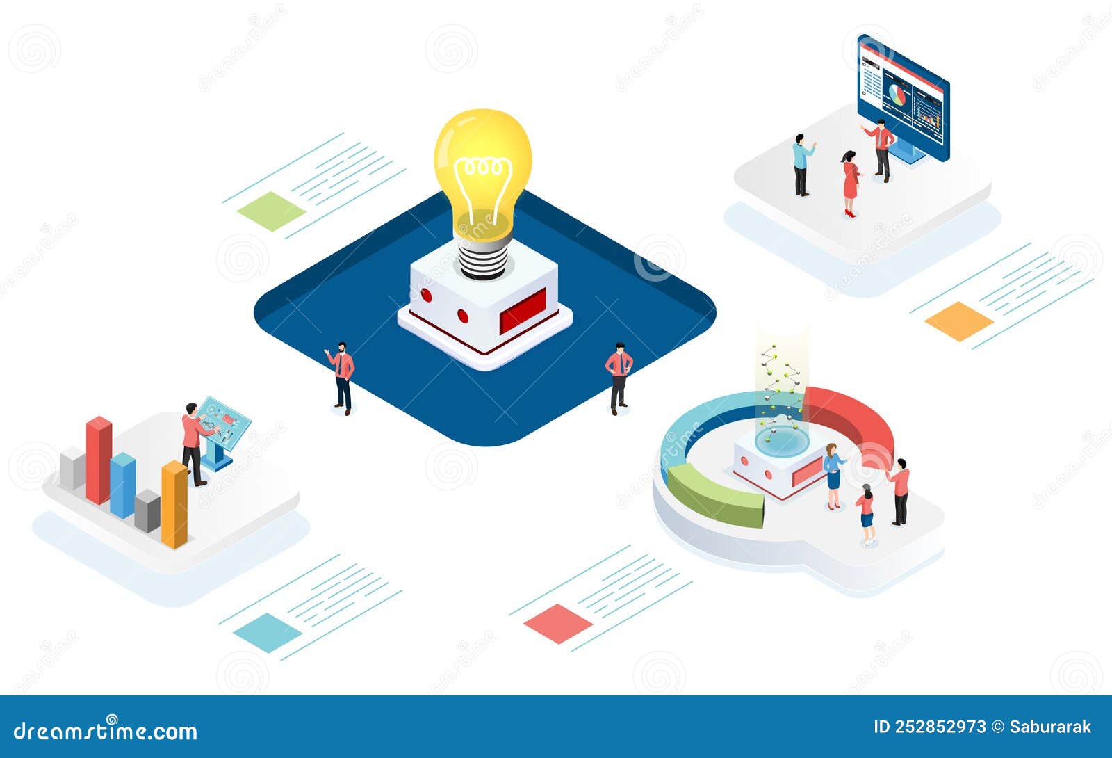 Modern 3d Isometric Design Concept of Data Analysis with Business People Team Working with Data ...