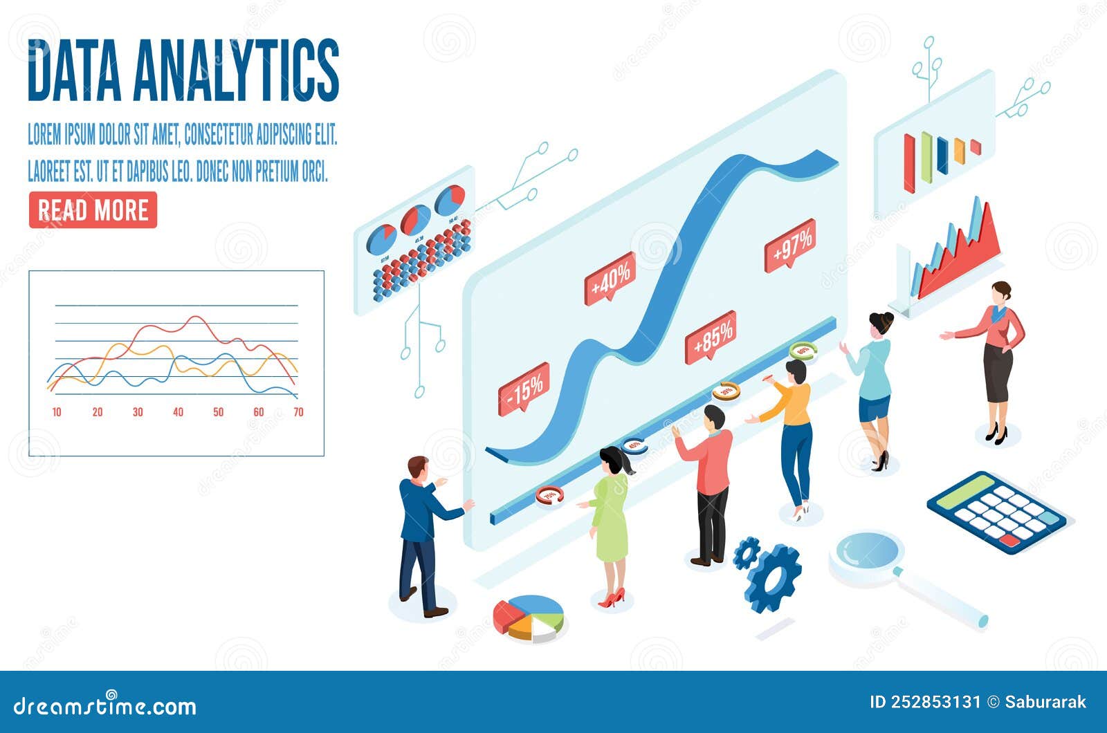 Modern 3d Isometric Design Concept of Data Analysis with Business ...