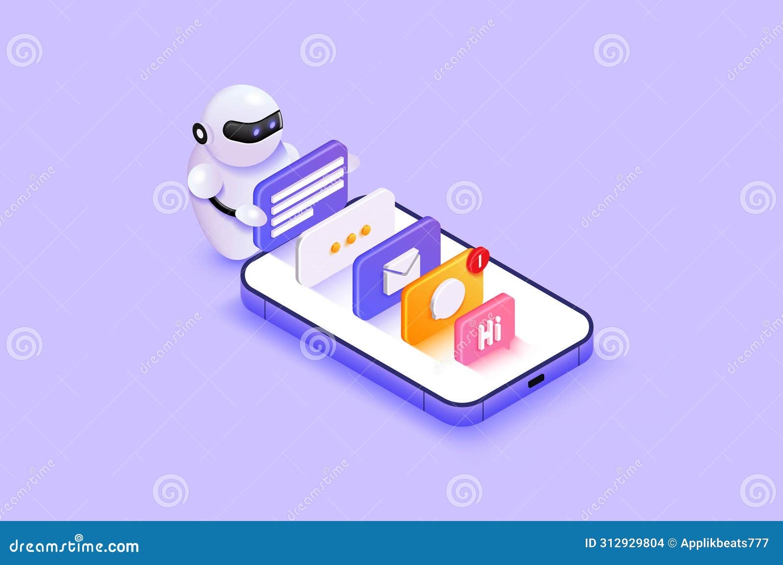 Modern 3d Isometric Illustration of Ai Chatbot Stock Vector ...