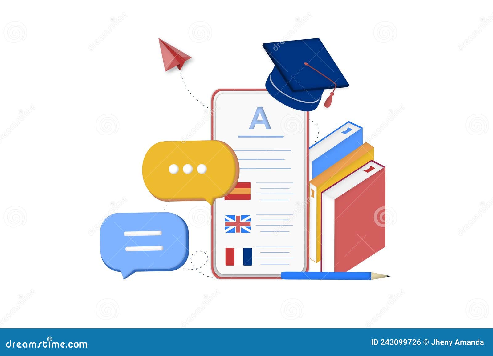 Modern 3D Isometric of Online Languages Learning, Language Courses ...