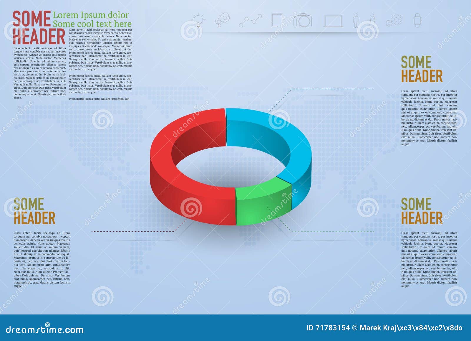 Modern 3D Pie Chart Infographics on Blue Gradient Background Stock ...