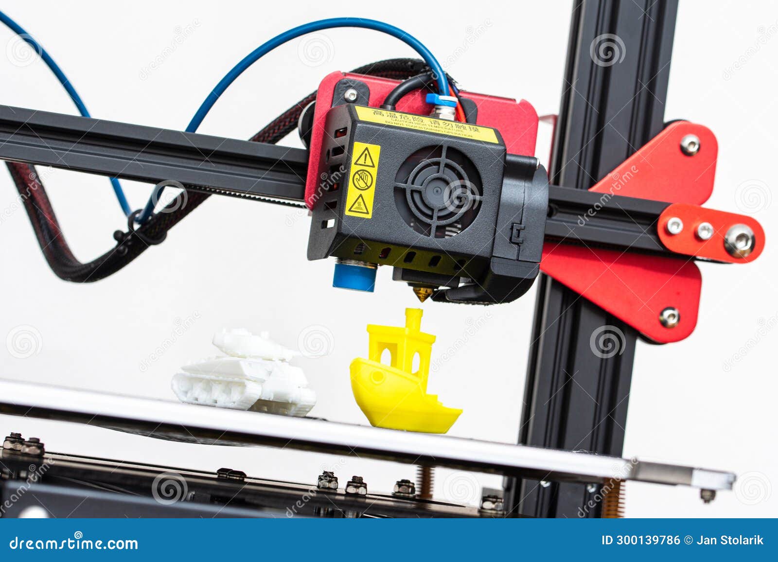 Modern 3D Printer Printerhead with Hotend and Fan. Little Plastic FDM ...