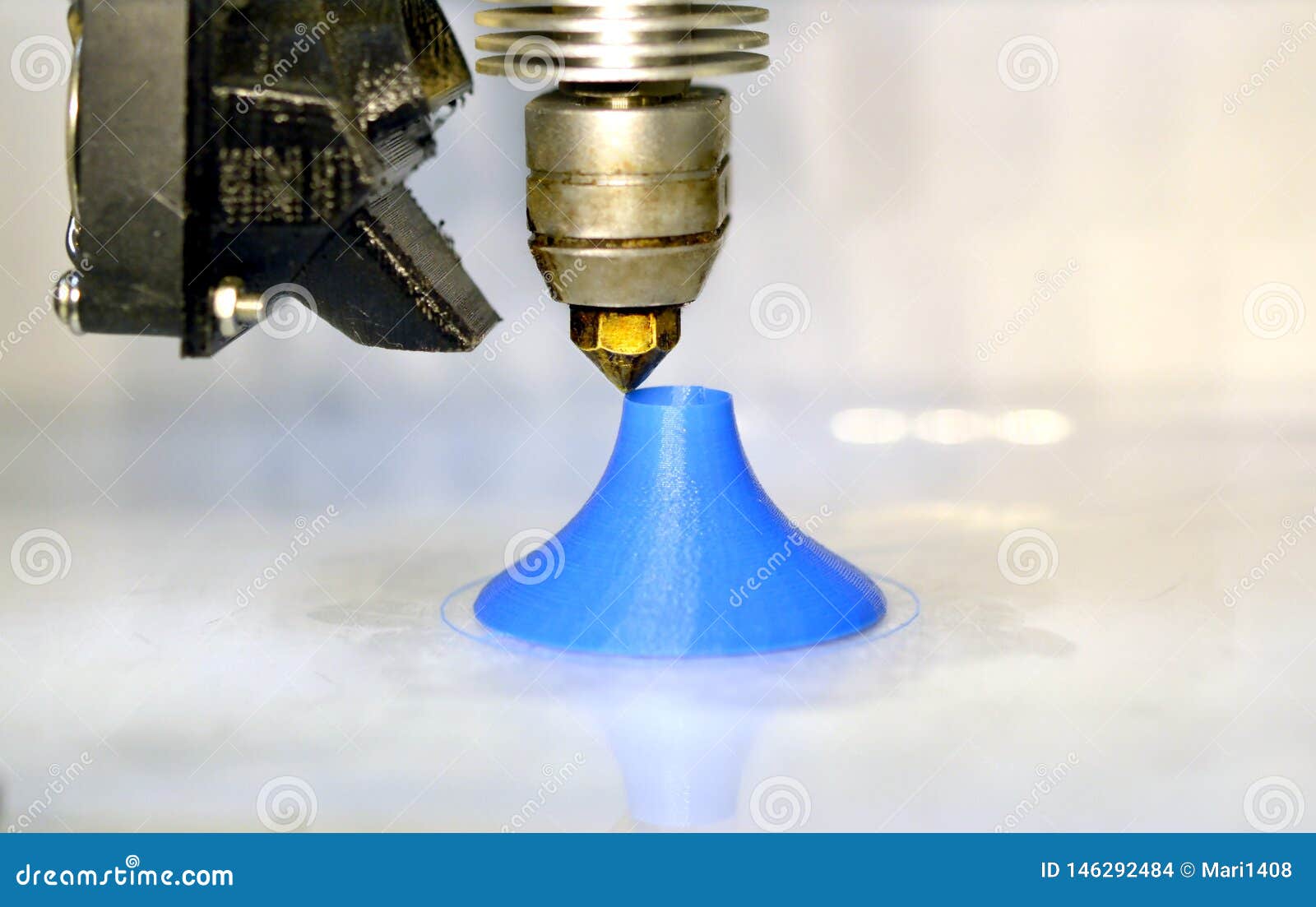 Modern 3D Printer Printing Figure Blue Colors Close-up Stock Photo ...