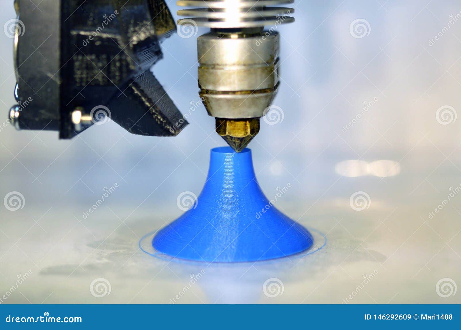 Modern 3D Printer Printing Figure Blue Colors Close-up Stock Image ...