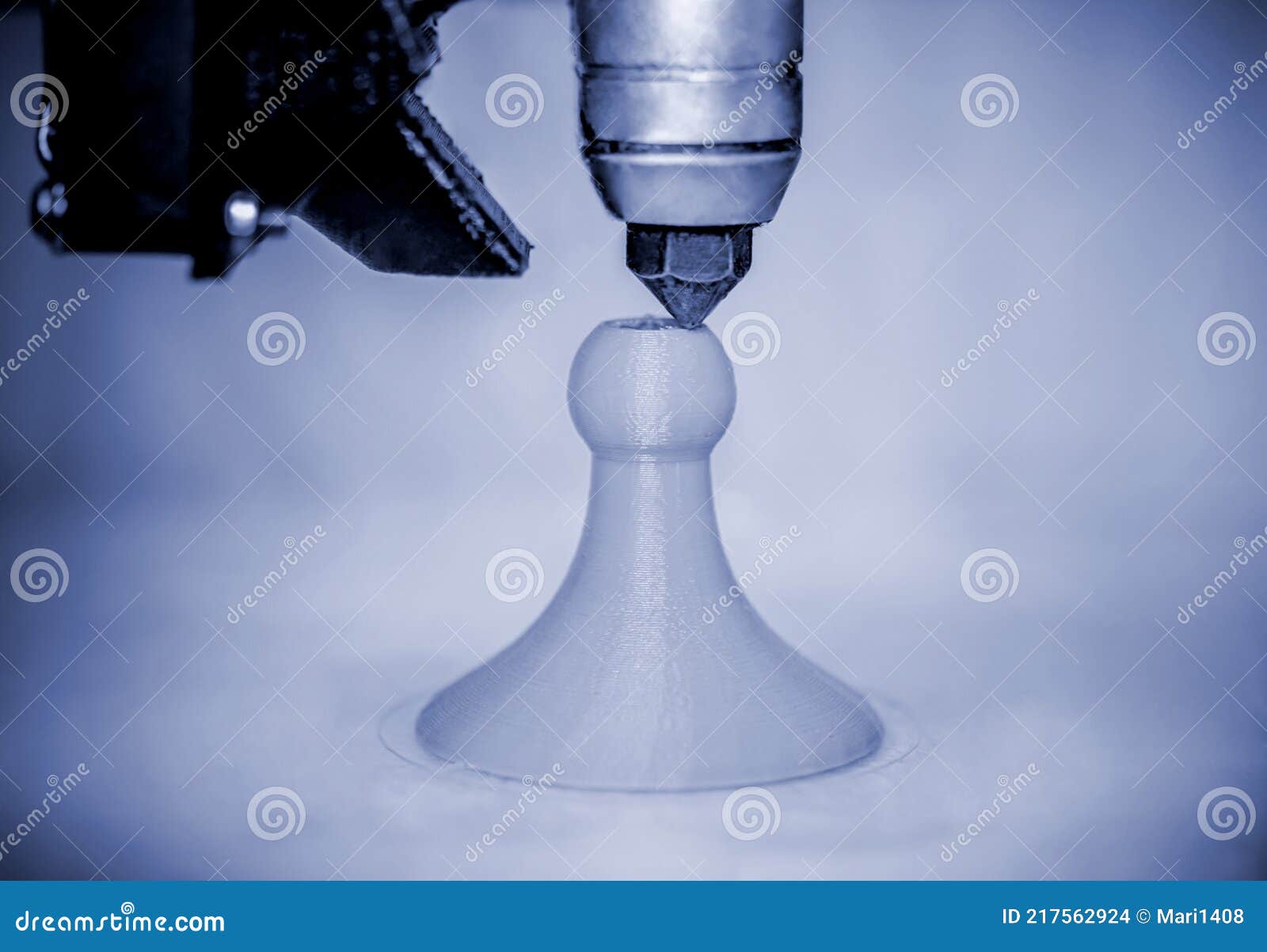 Modern 3D Printer Printing Figure Blue Colors Close-up Stock Photo ...