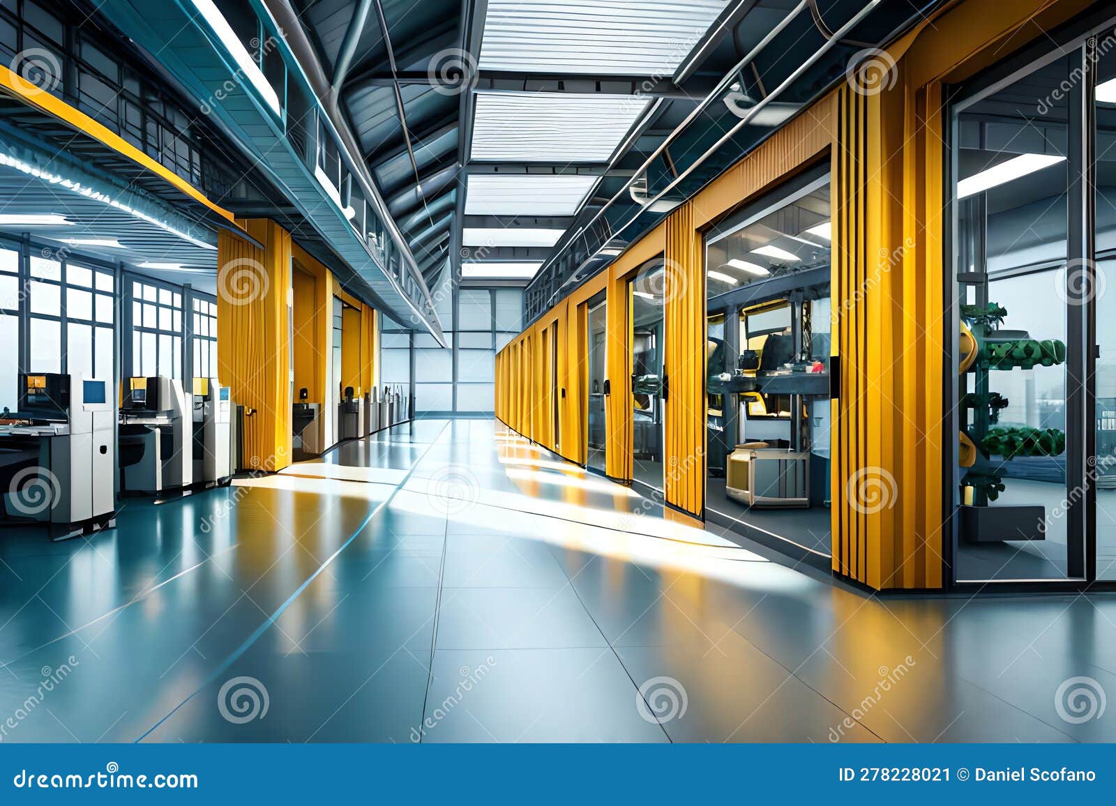 Modern 3D Printing Facility with Multiple Machines Creating Complex ...