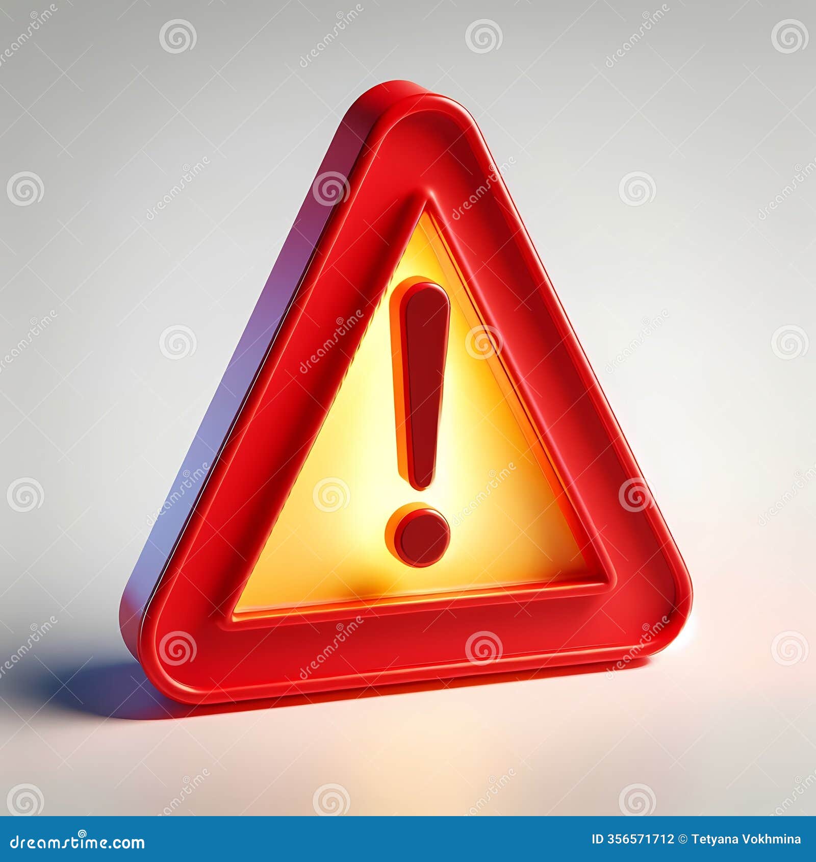 3D Red Triangle Warning Sign with Glowing Exclamation Mark Isolated on ...