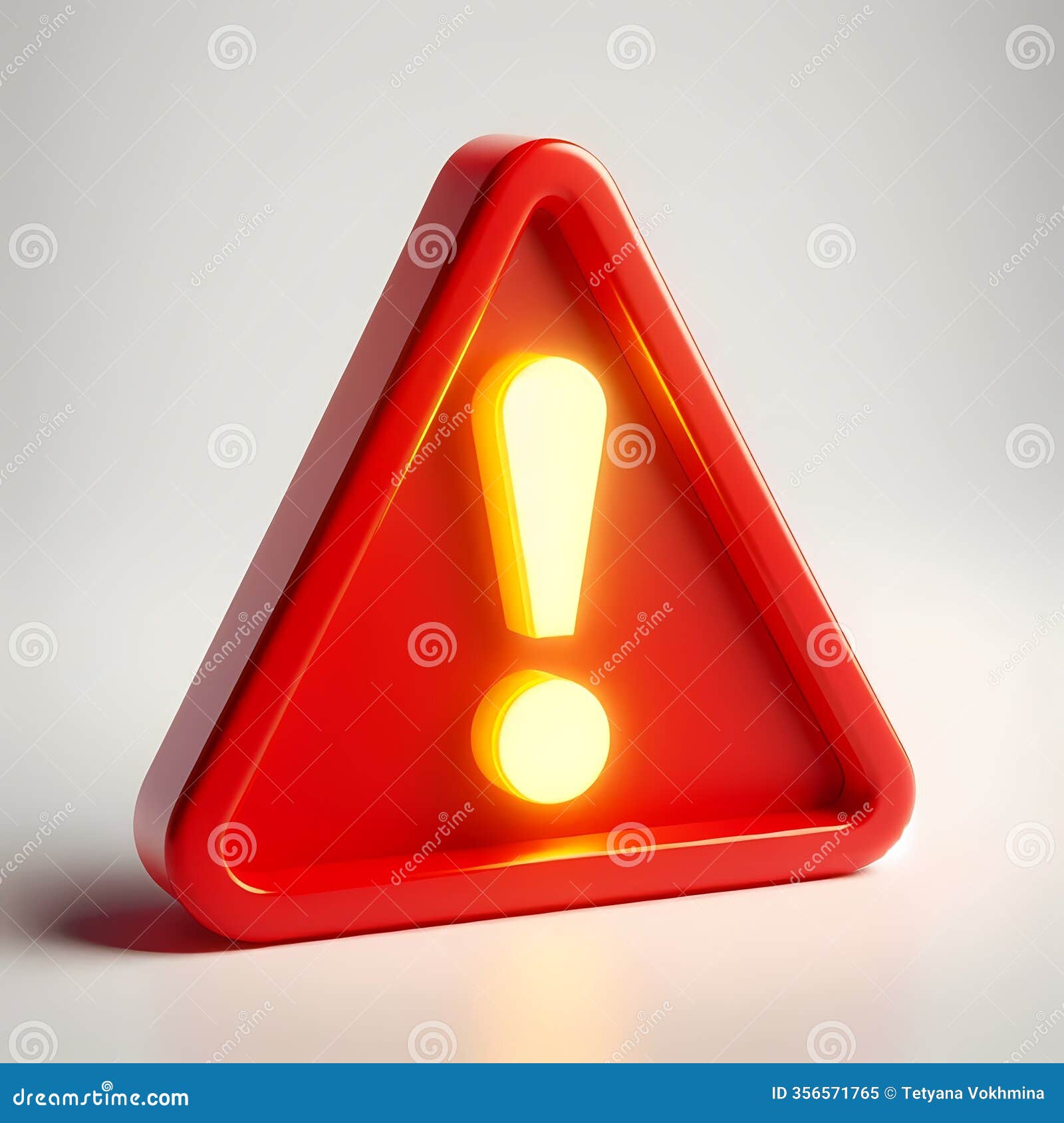 3D Red Triangle Warning Sign with Glowing Exclamation Mark Isolated on ...