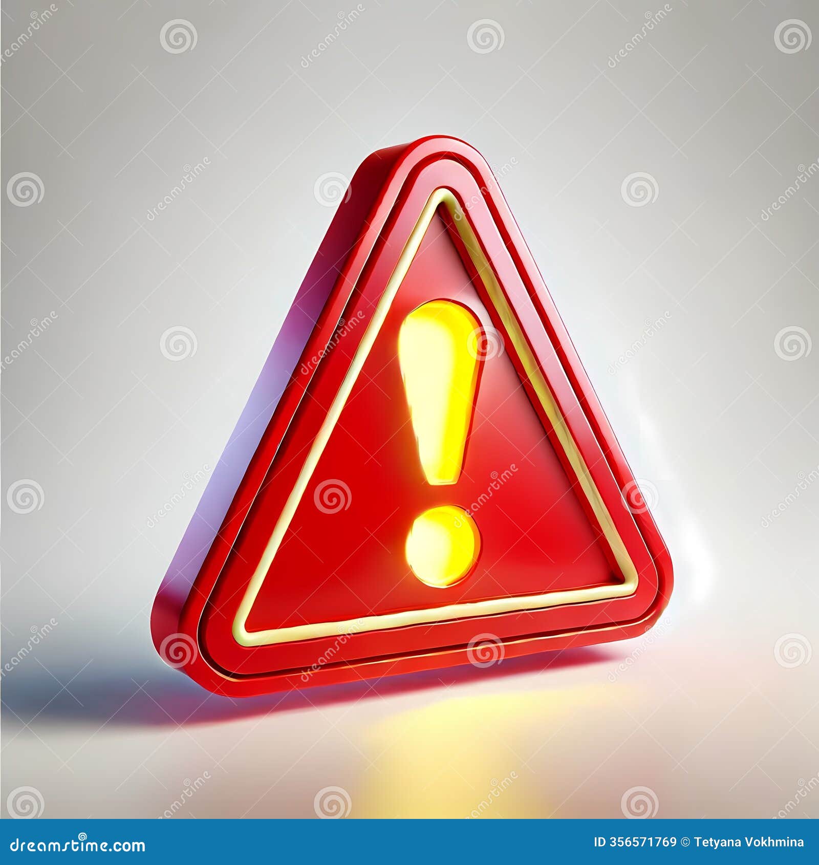 3D Red Triangle Warning Sign with Glowing Exclamation Mark Isolated on ...