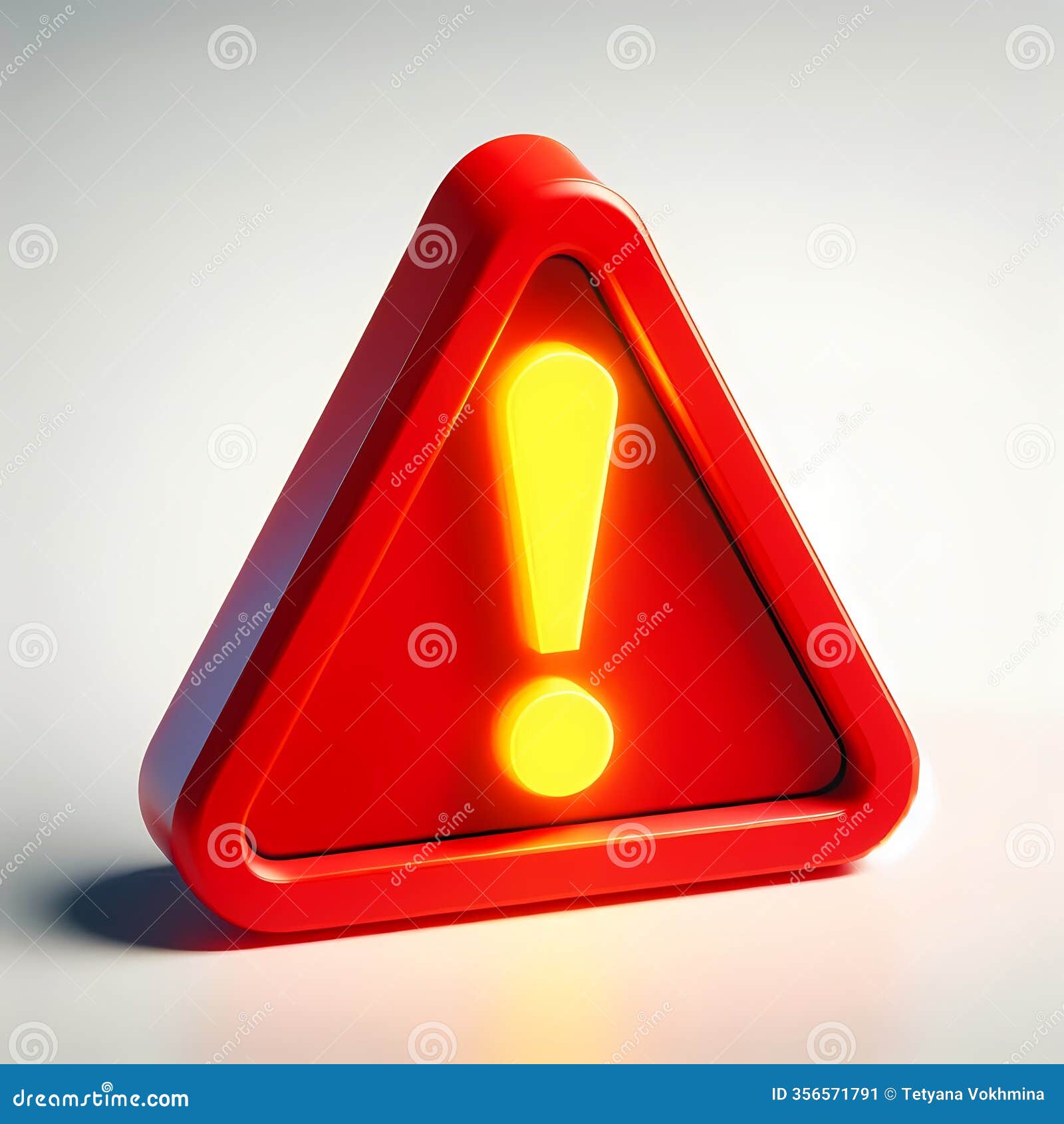 3D Red Triangle Warning Sign with Glowing Exclamation Mark Isolated on ...