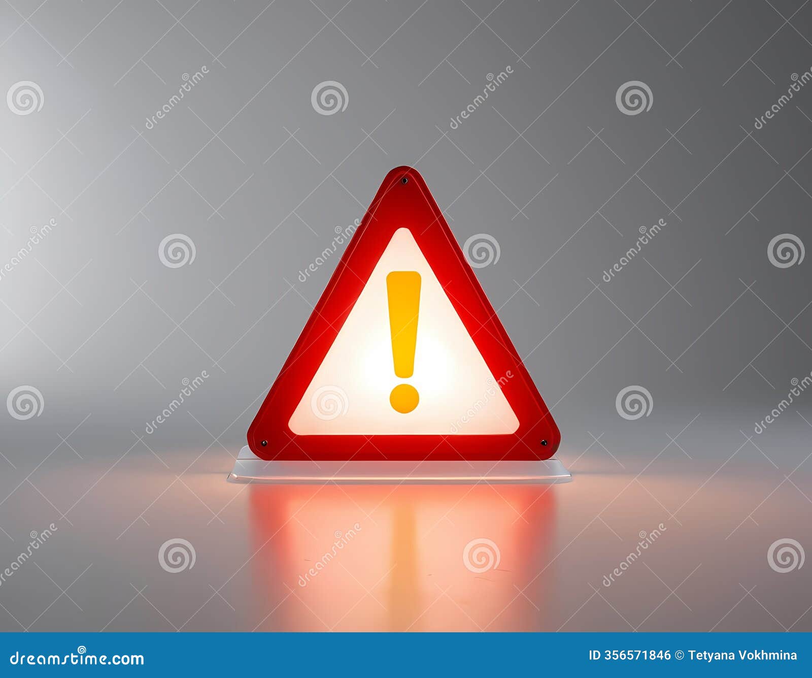 3D Red Triangle Warning Sign with Glowing Exclamation Mark Isolated on ...