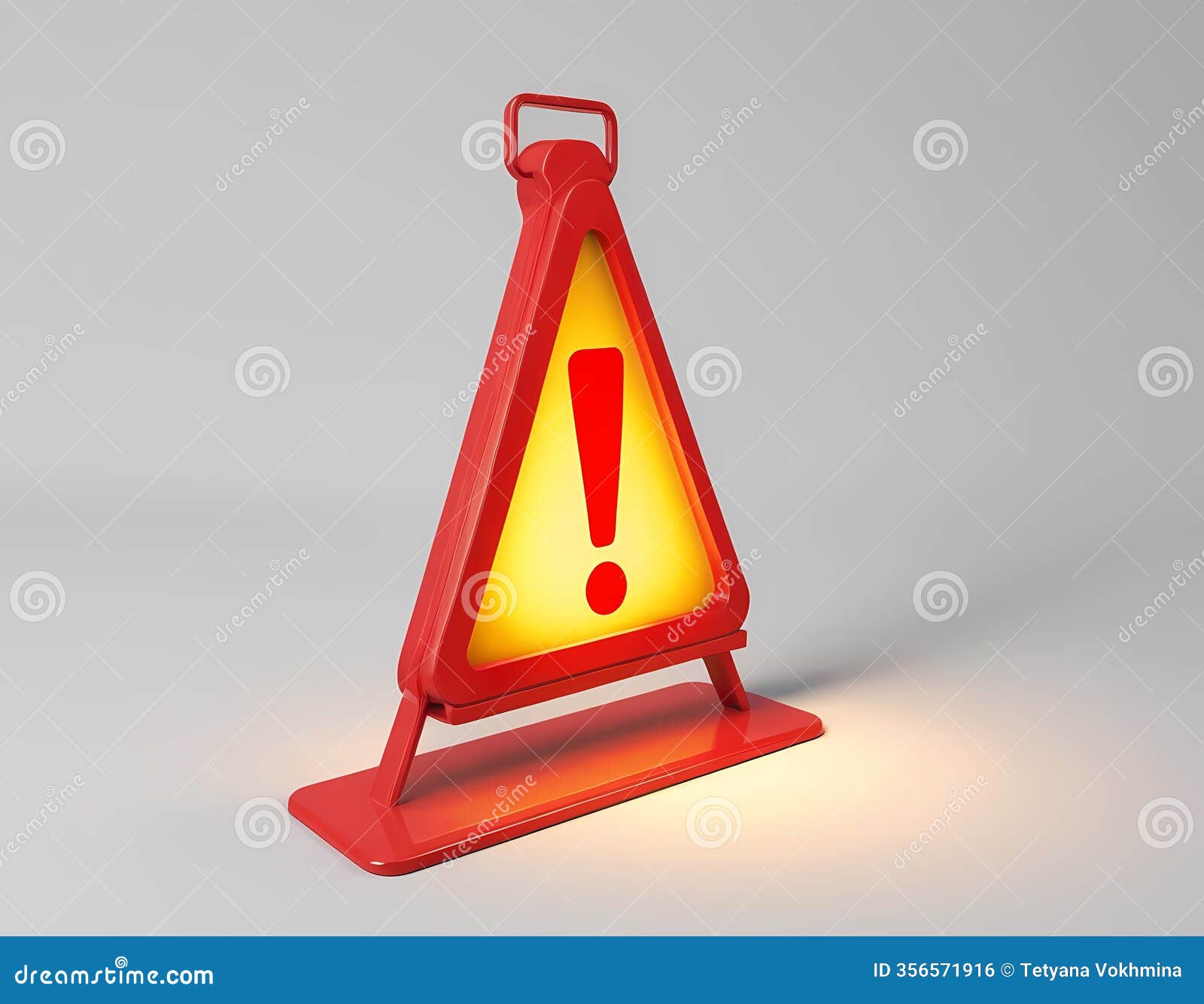 3D Red Triangle Warning Sign with Glowing Exclamation Mark Isolated on ...
