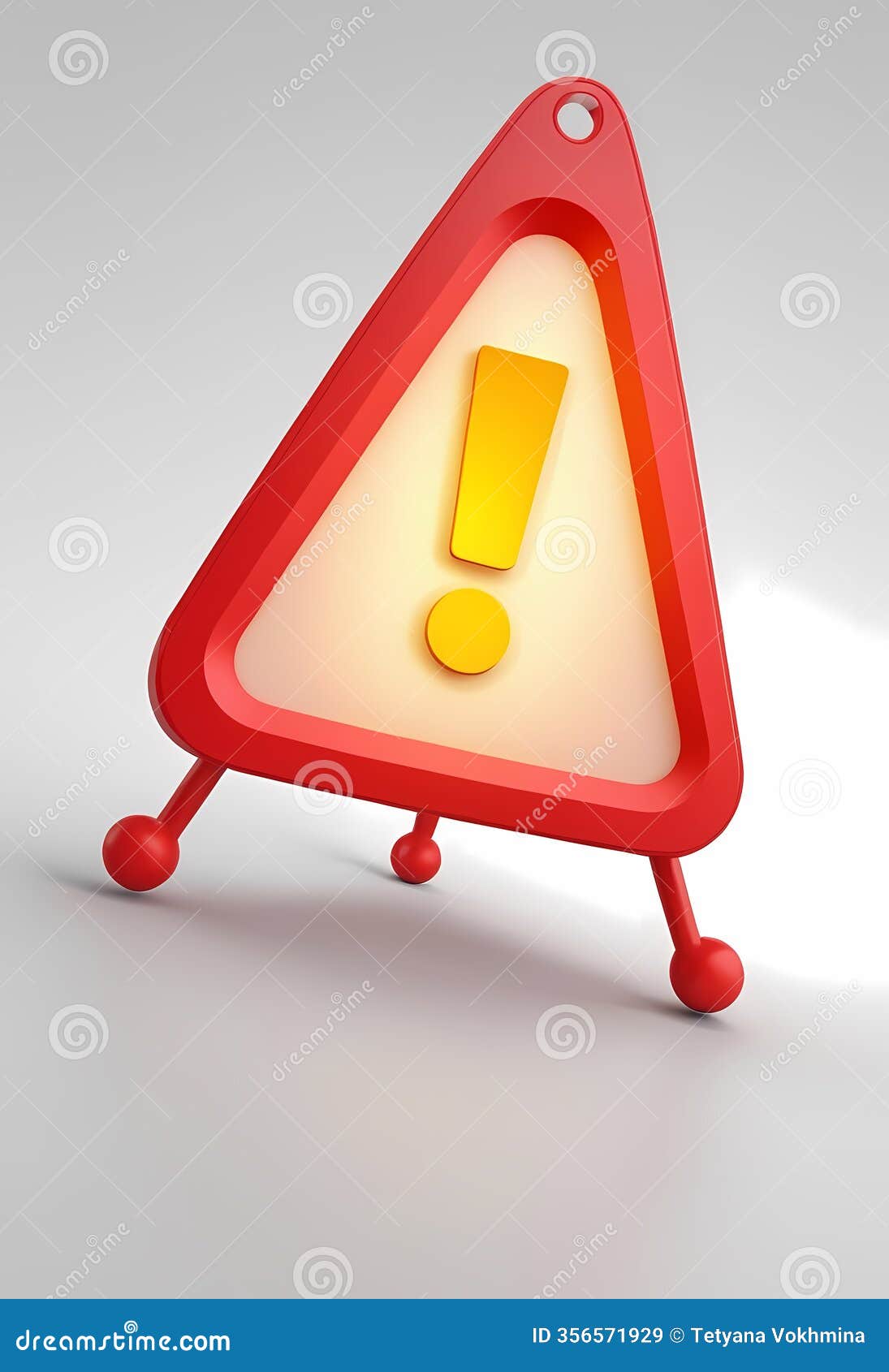 3D Red Triangle Warning Sign with Glowing Exclamation Mark Isolated on ...