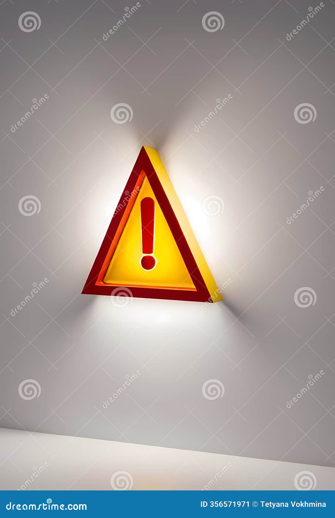 3D Red Triangle Warning Sign with Glowing Exclamation Mark Isolated on ...