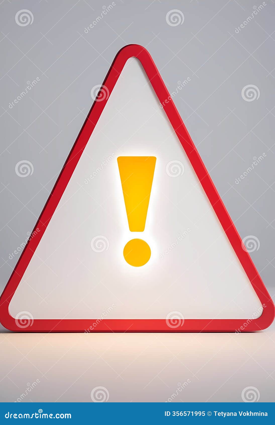 3D Red Triangle Warning Sign with Glowing Exclamation Mark Isolated on ...