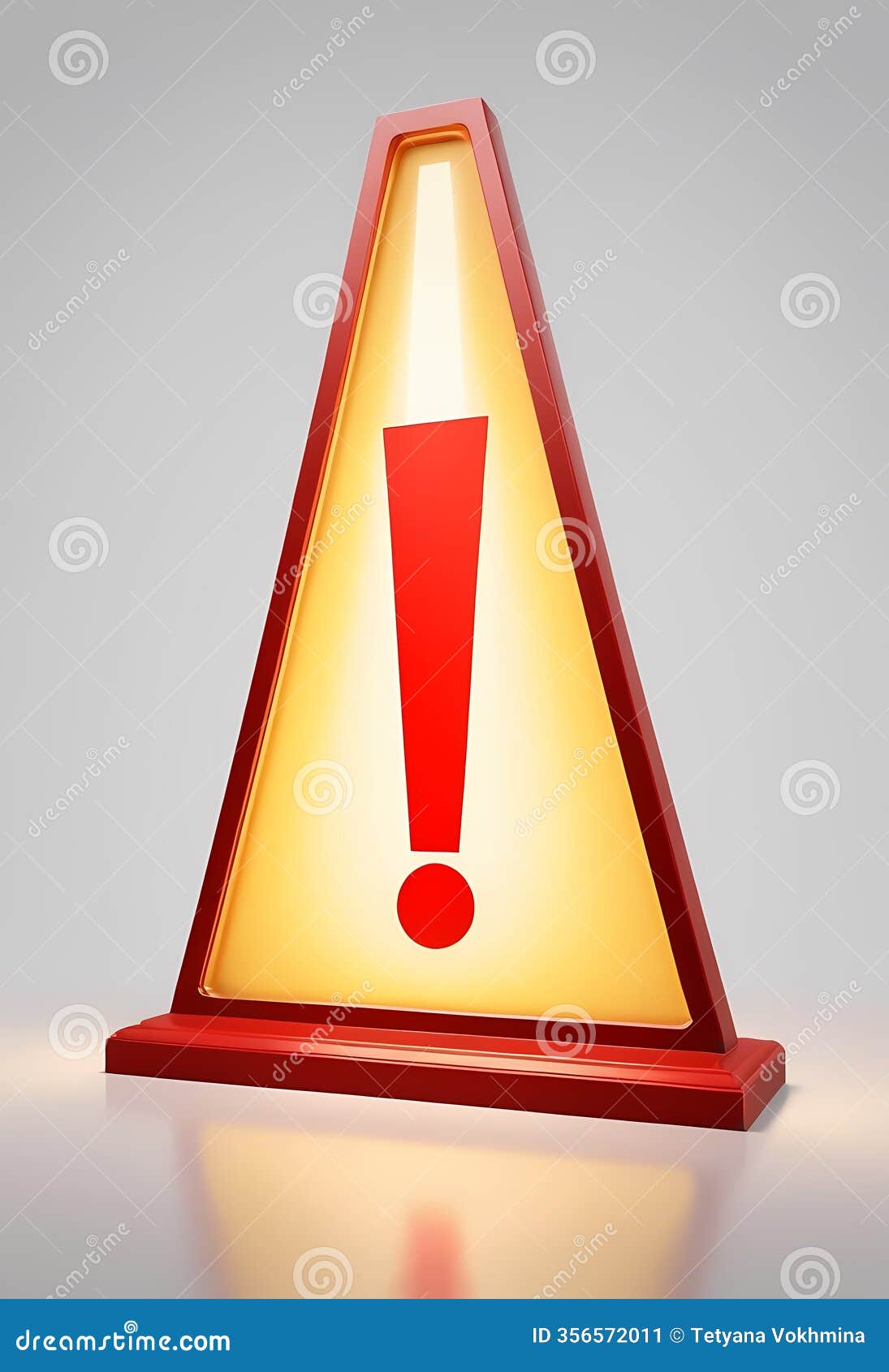 3D Red Triangle Warning Sign with Glowing Exclamation Mark Isolated on ...