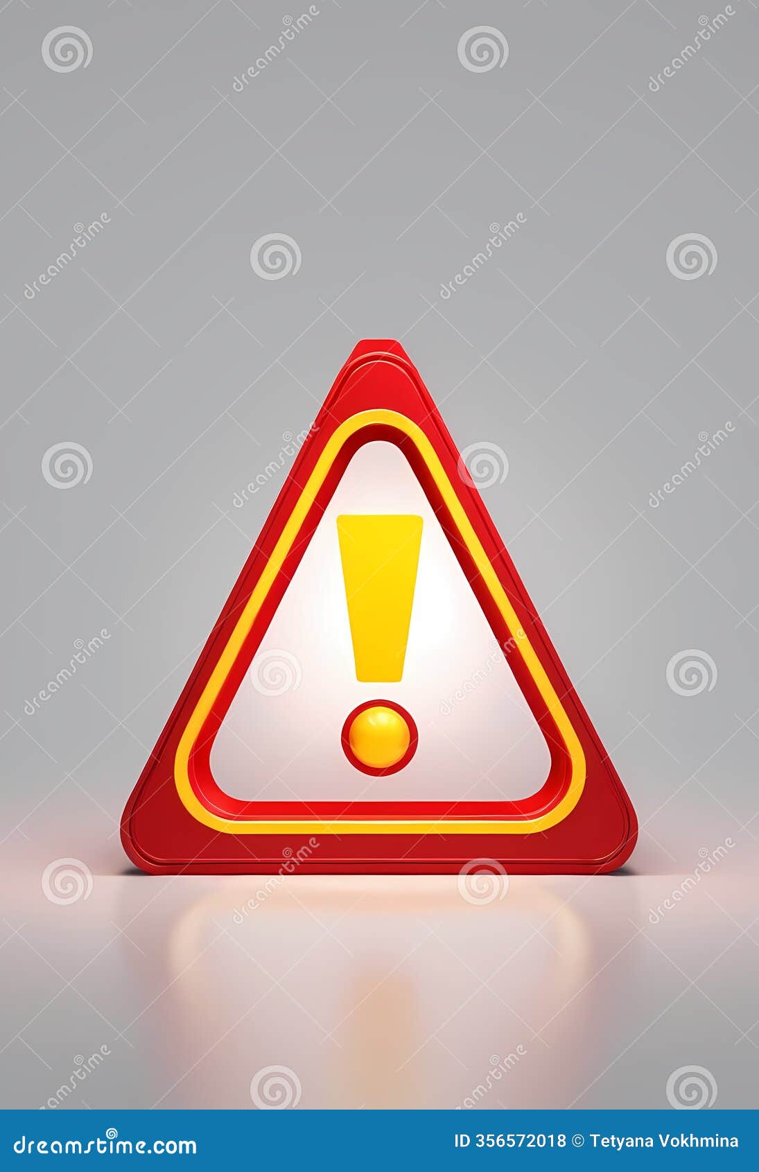 3D Red Triangle Warning Sign with Glowing Exclamation Mark Isolated on ...