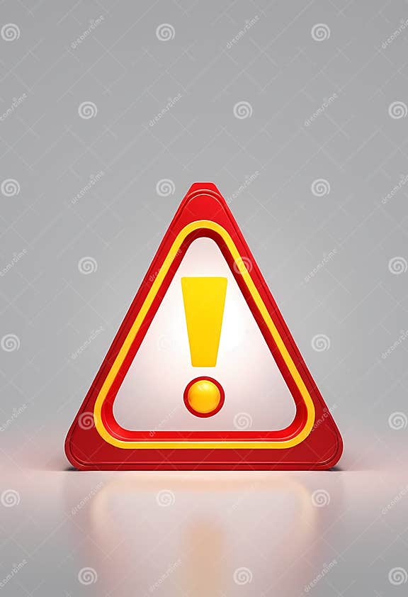 3D Red Triangle Warning Sign with Glowing Exclamation Mark Isolated on ...