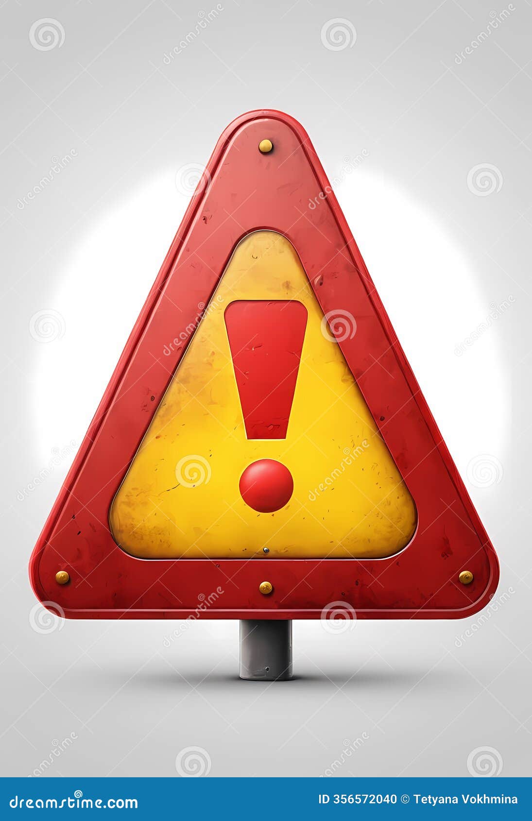 3D Red Triangle Warning Sign with Glowing Exclamation Mark Isolated on ...