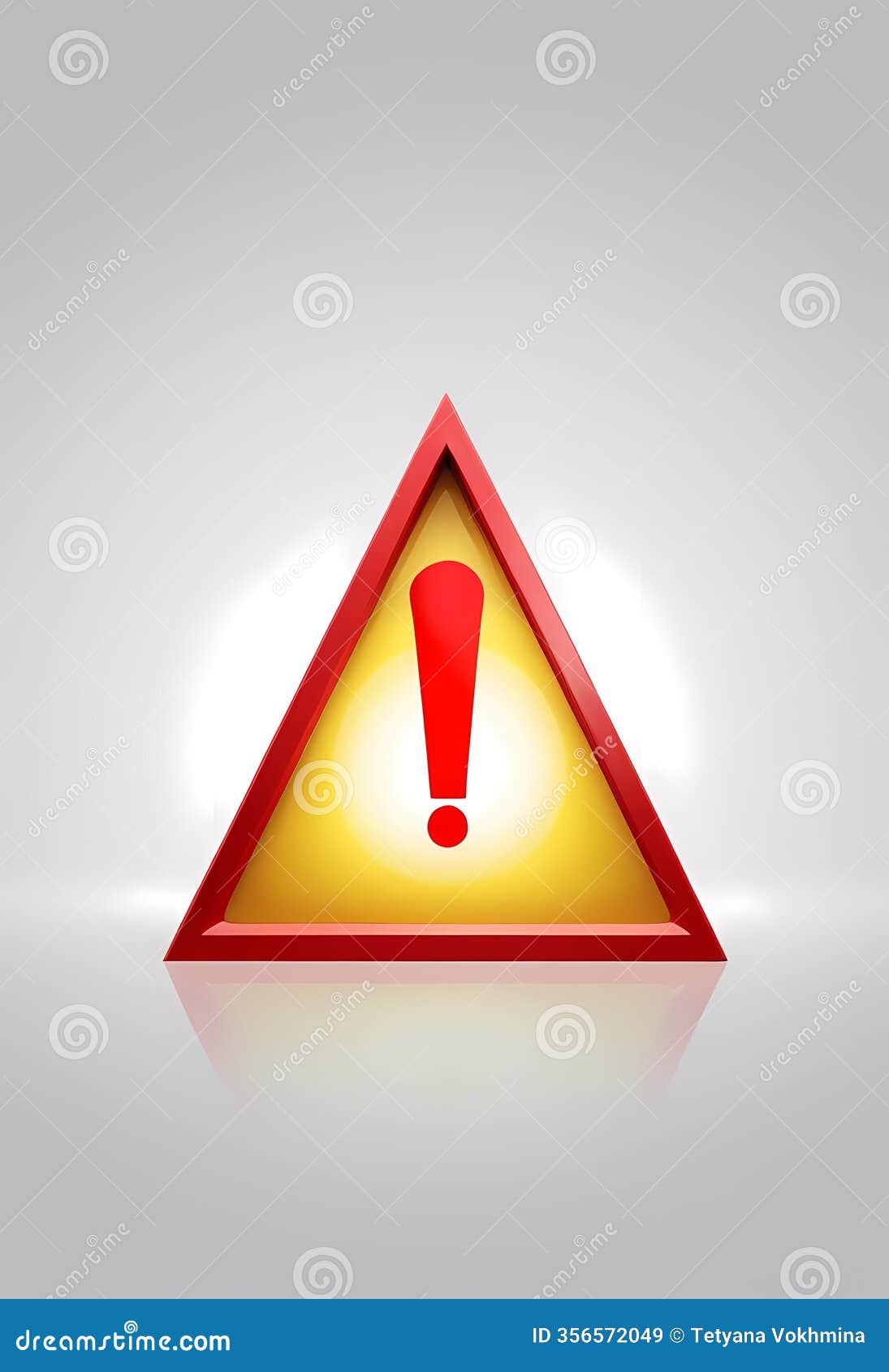 3D Red Triangle Warning Sign with Glowing Exclamation Mark Isolated on ...