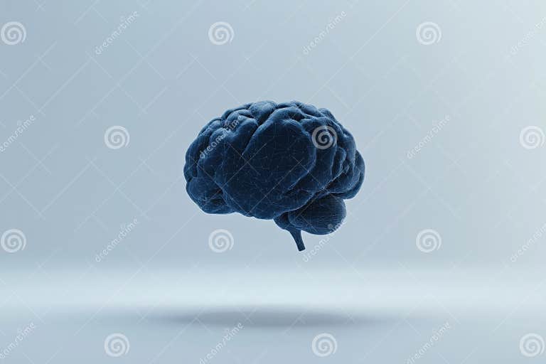 Modern 3d Rendering of a Dark Brain Model Stock Illustration ...