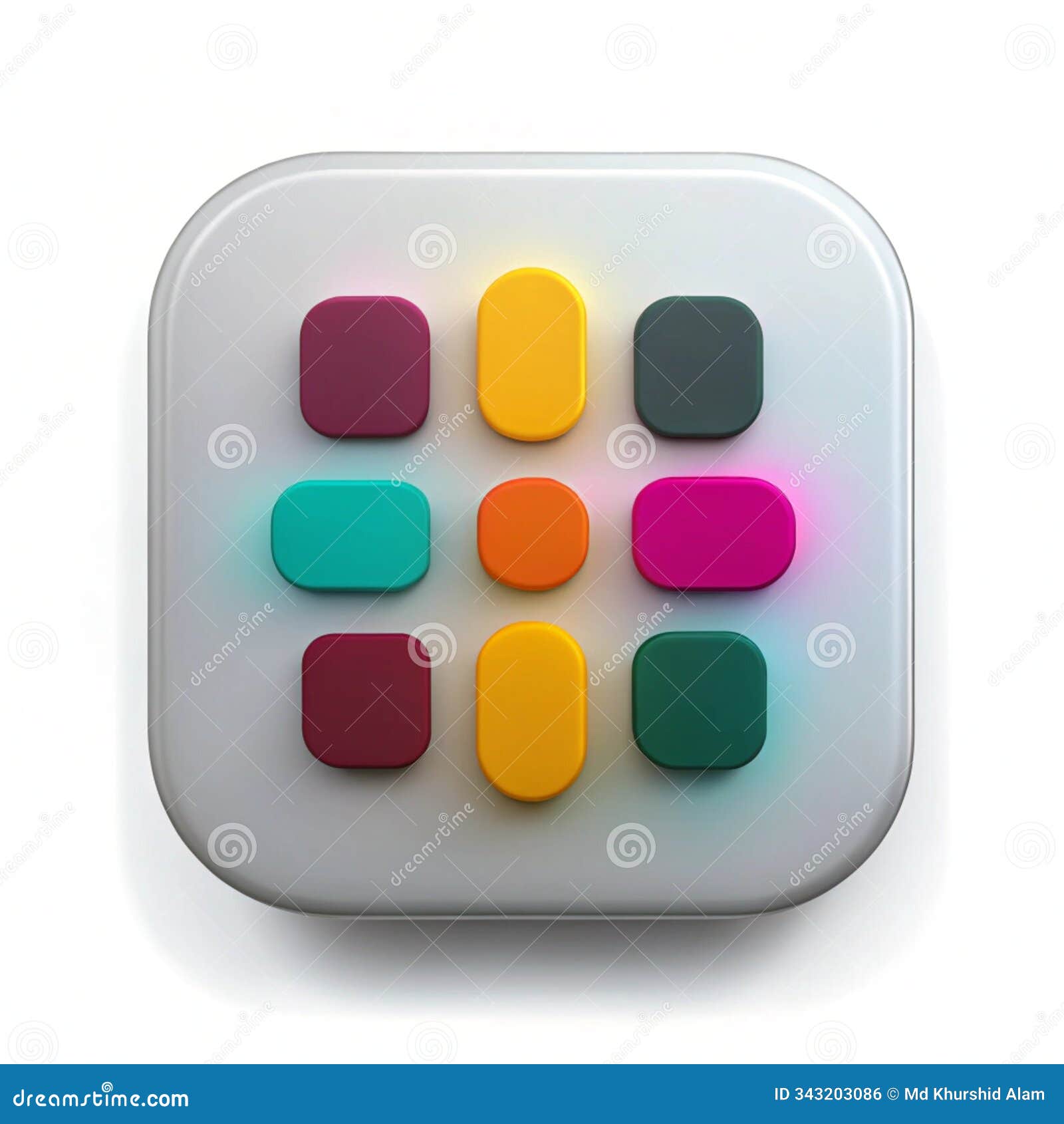 Modern 3D Slack App Icon with Glossy White Square and Multicolored ...