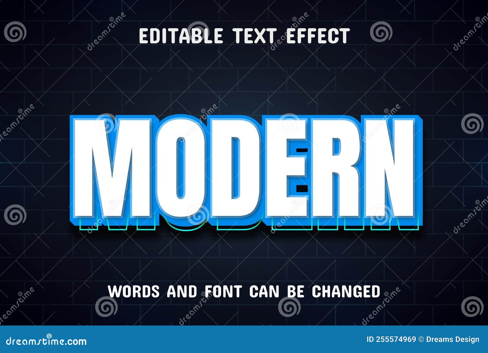 Modern 3d text effect stock vector. Illustration of abstract - 255574969