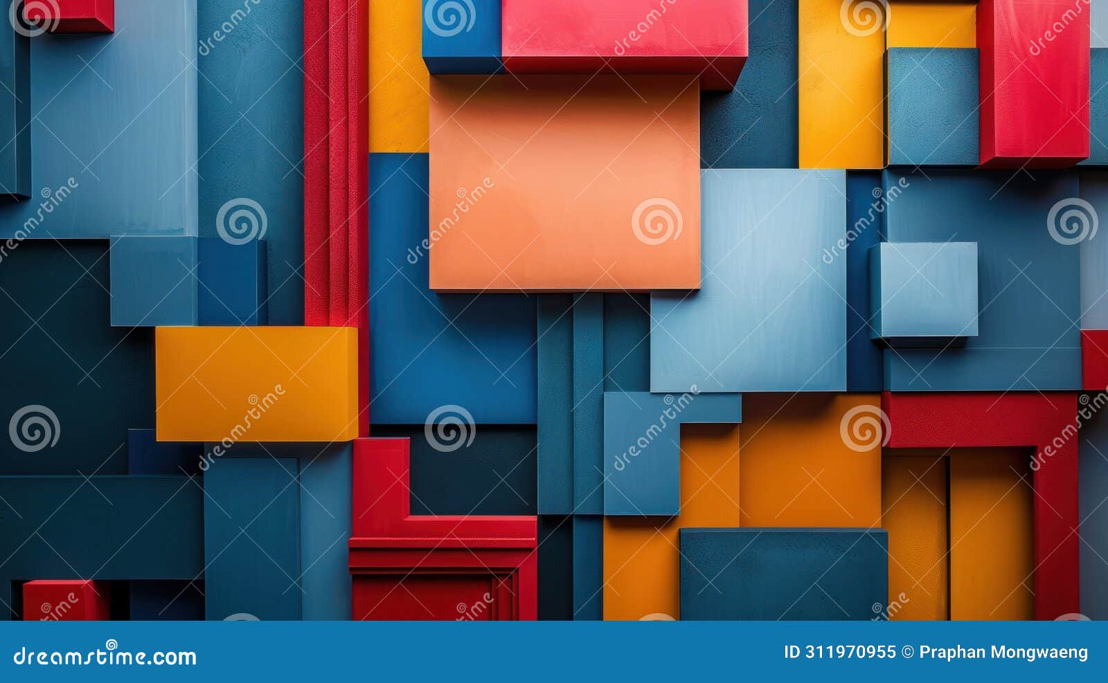 Modern 3D Wall Art Featuring a Vibrant Pattern of Geometric Shapes in ...