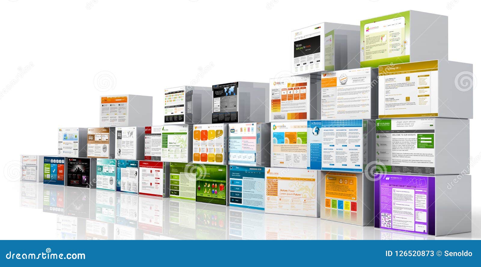 3D Stacked Website Template Wall Collection - Alu Boxes Royalty-Free ...