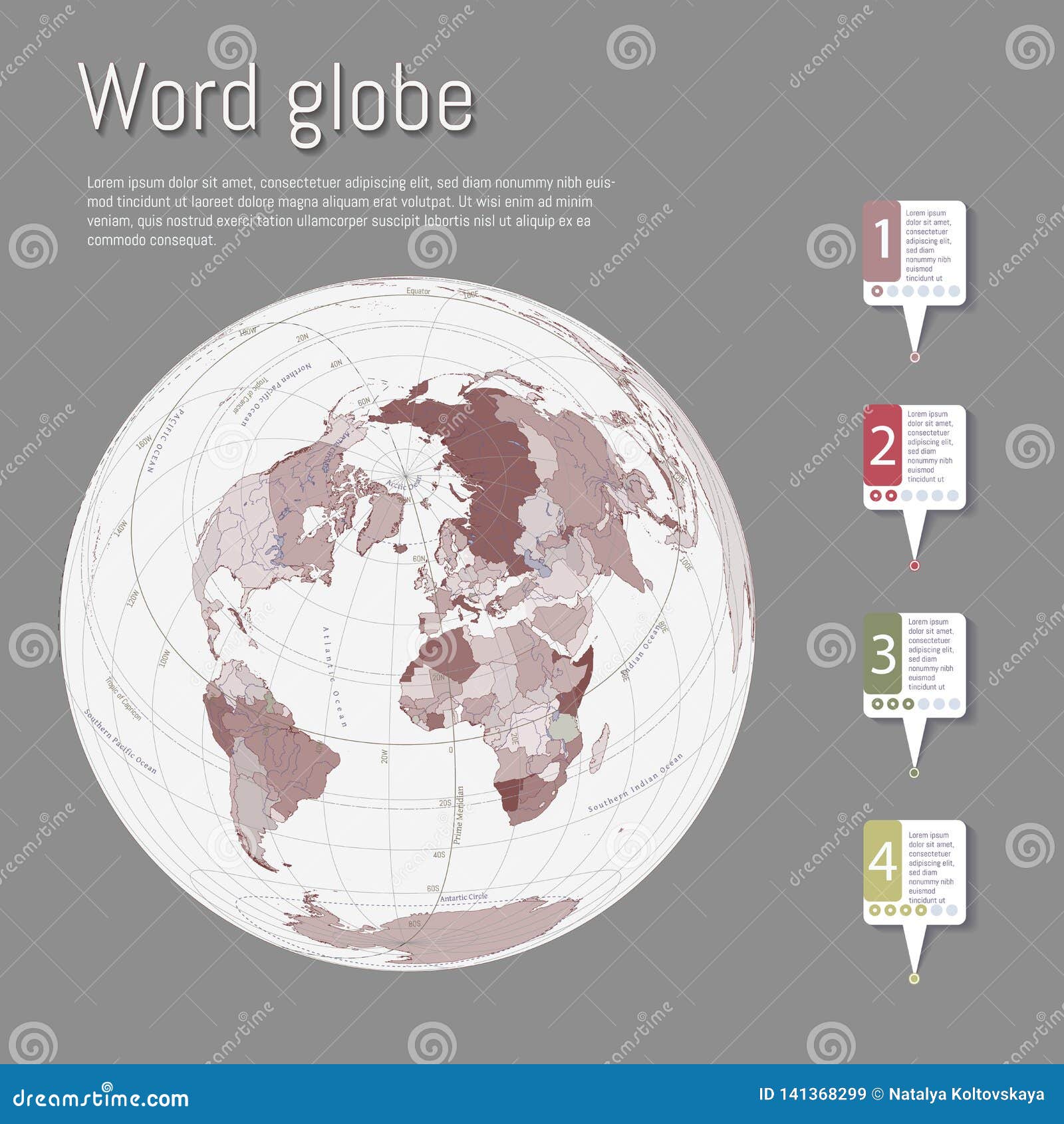 Modern 3d World Map Concept with Globe Victor Illustration Stock Vector ...