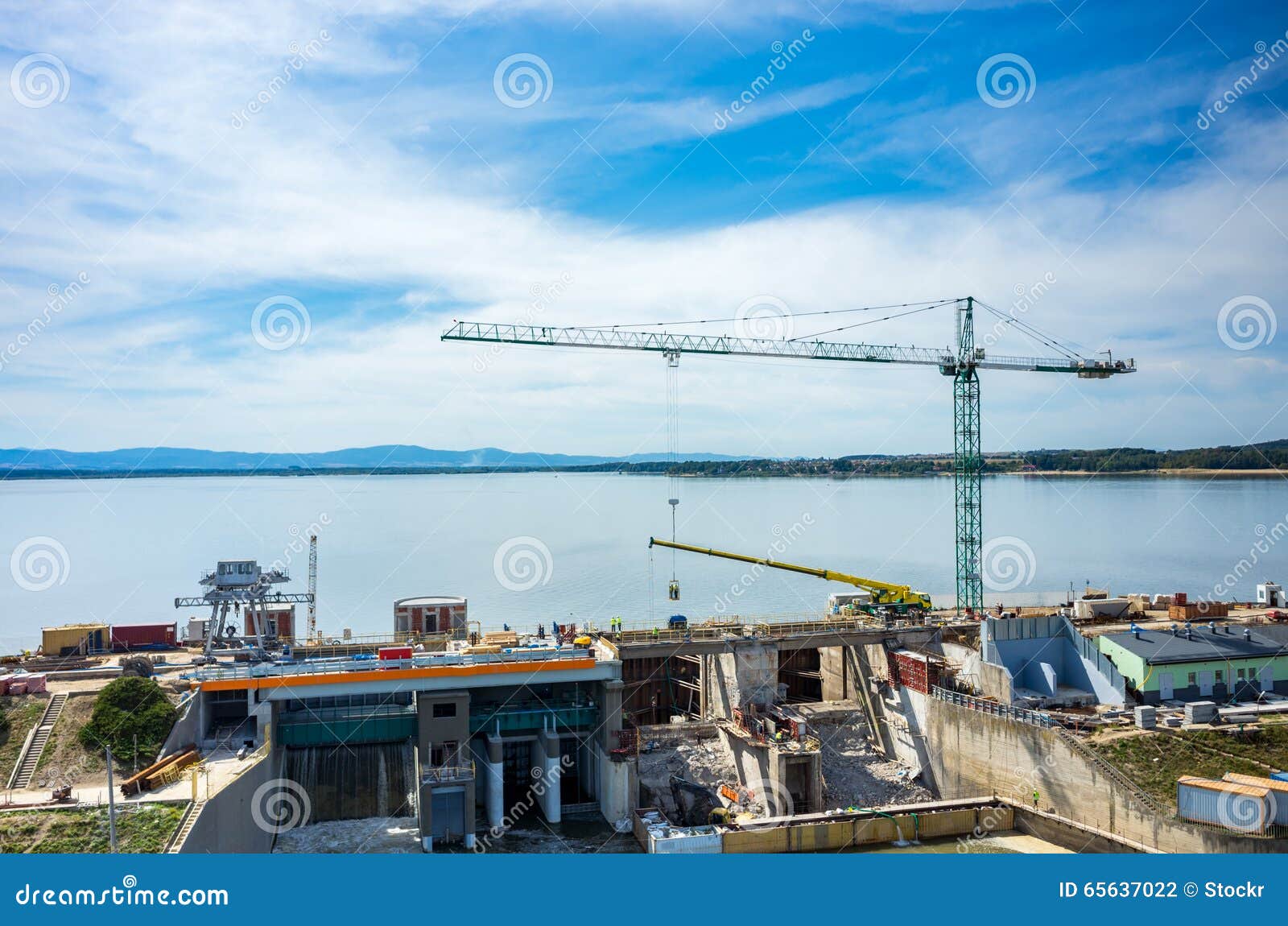 Modern dam reconstruction stock photo. Image of background - 65637022