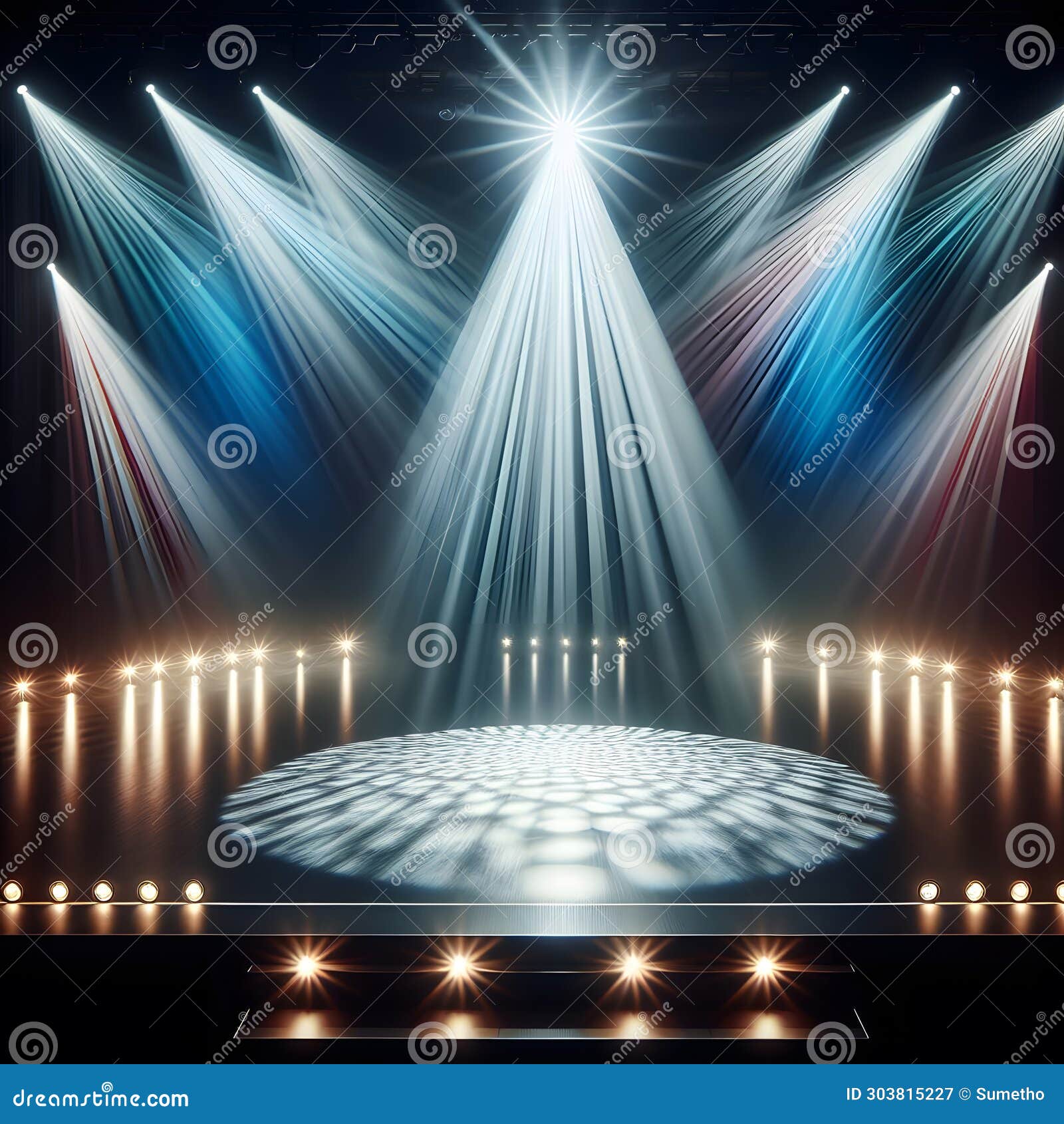 Stage with a Single Powerful Spotlight Casting a Focused Beam on the ...