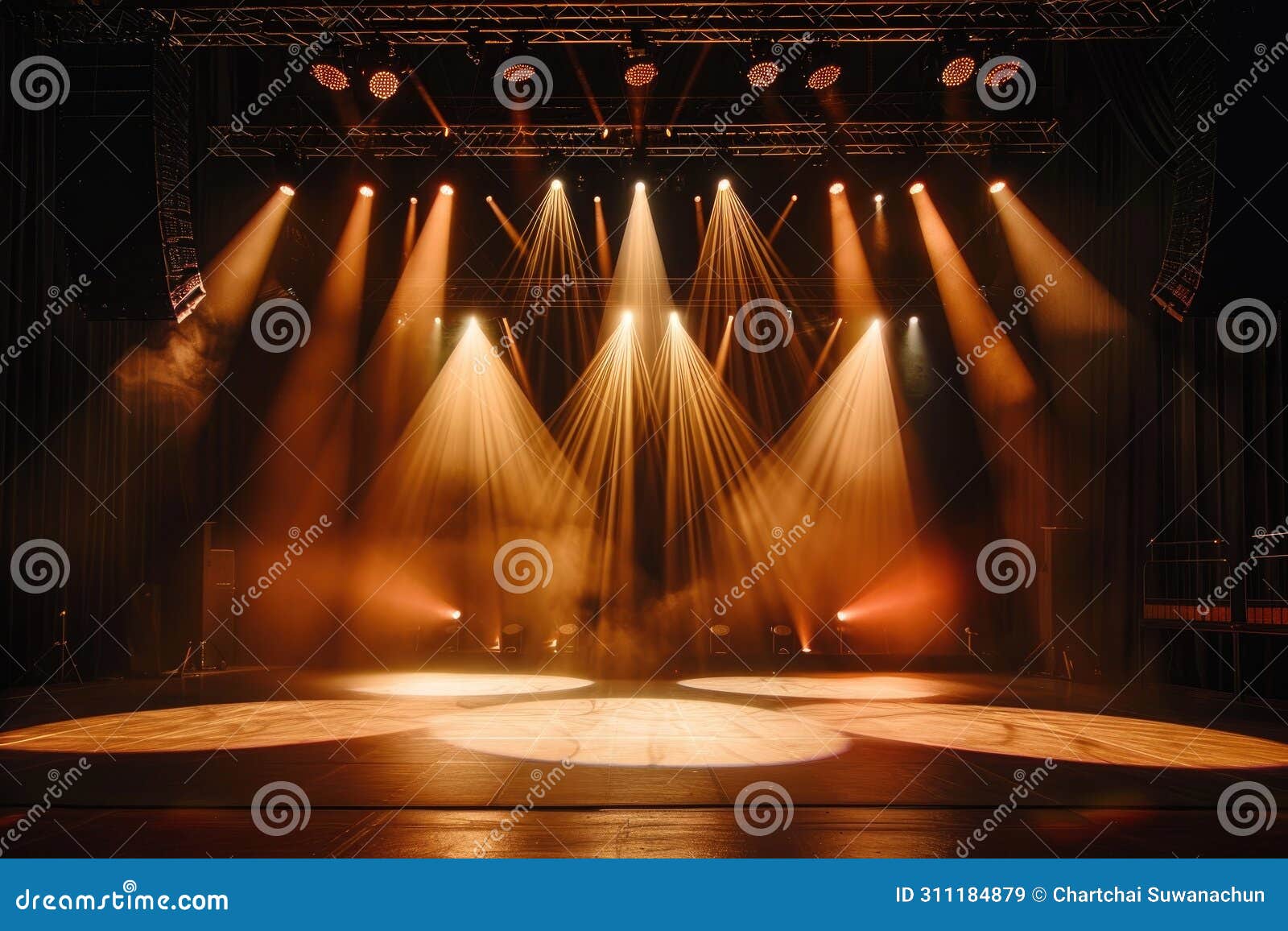 Modern Dance Stage Lighting Background with Bright Spotlights for ...