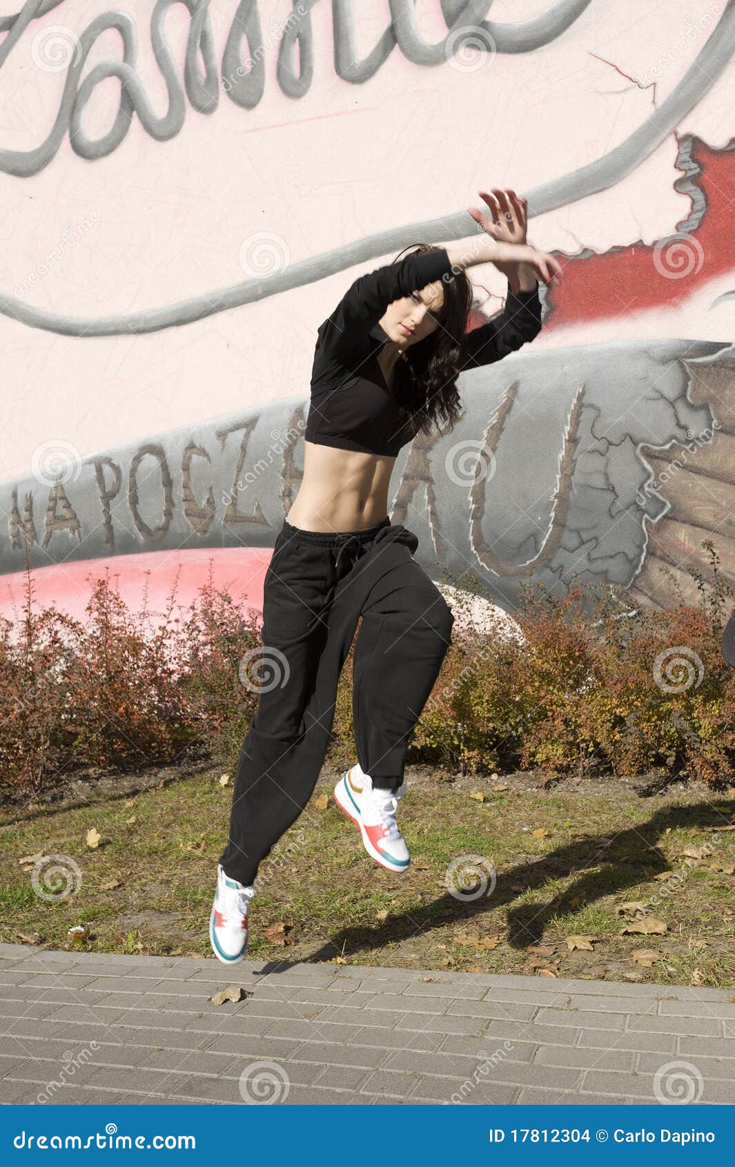 Modern Dancer Girl Near Graffiti Stock Photo - Image of culture ...