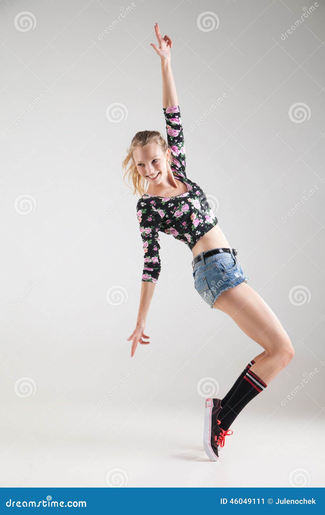 Modern Dancer Poses In Front Of Studio Background Royalty-Free Stock ...