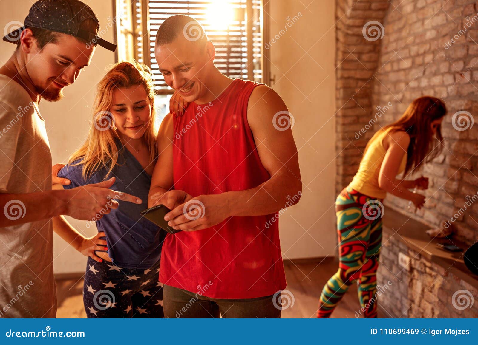 Modern Dancers Rest during a Break and Communicate with Each Other ...