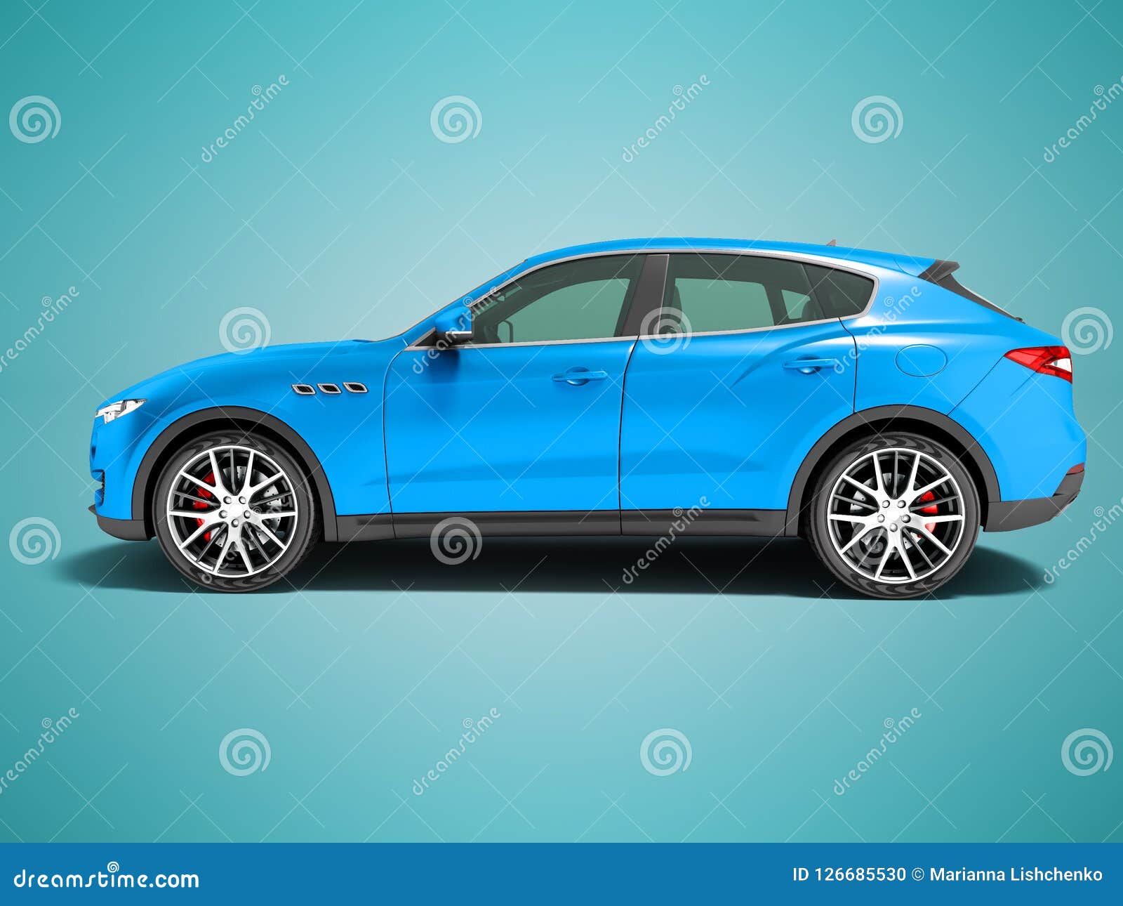 Modern Dark Blue Crossover Car for Business Trips Side View 3D R Stock ...