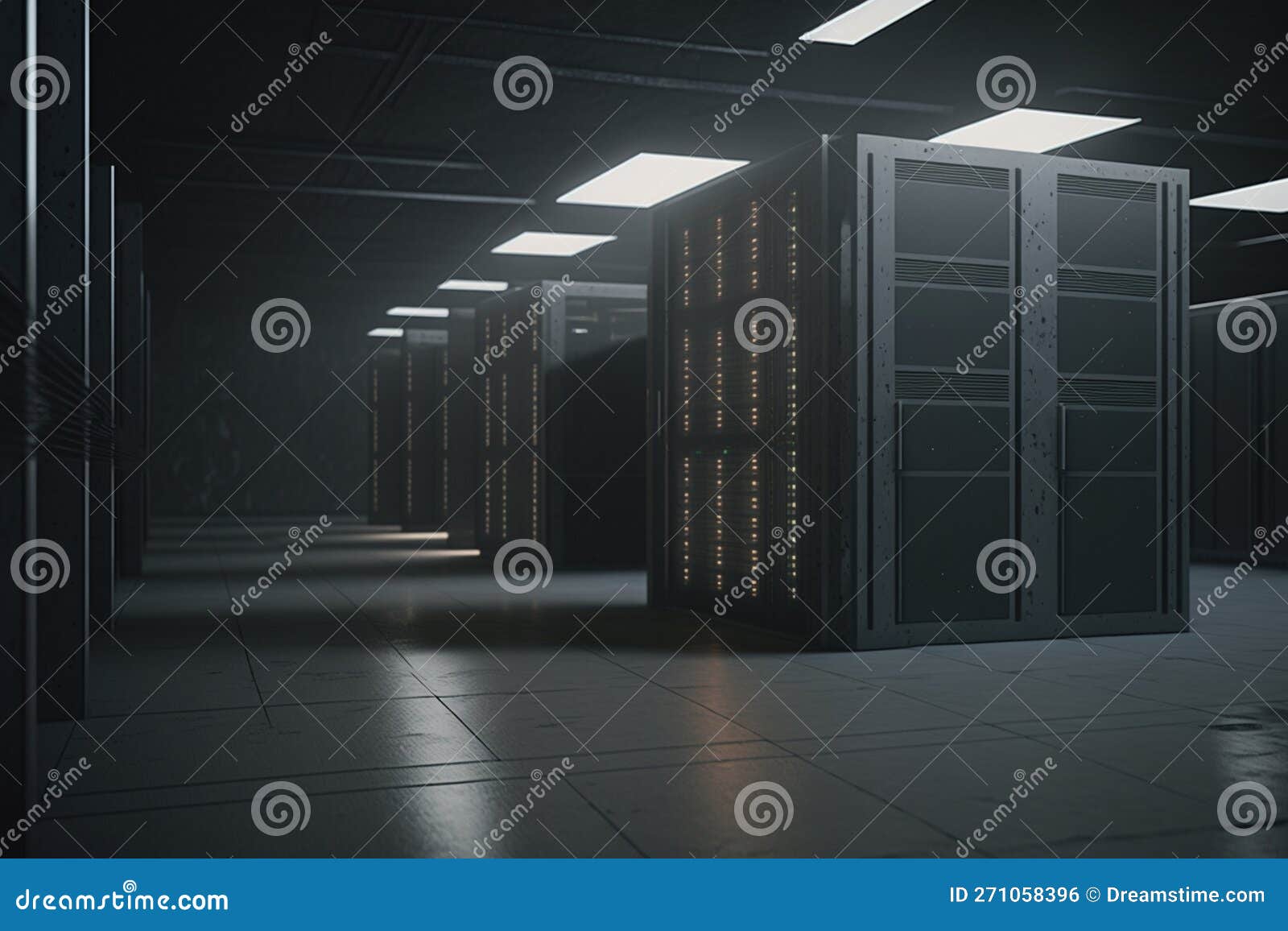 Modern Dark Data Center, Focus on the Foreground Generative AI Stock ...