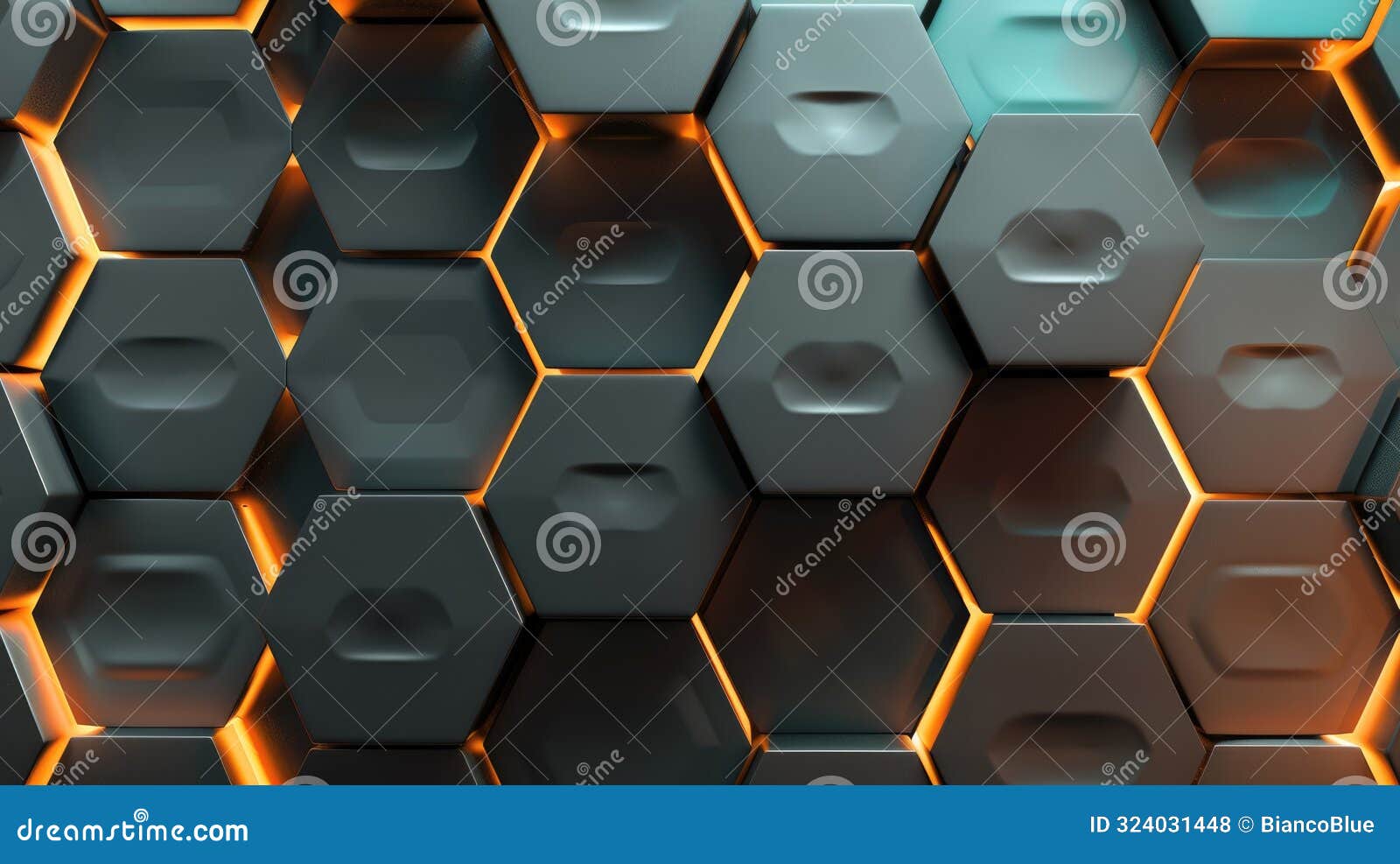 Dark Hexagonal Surface with Blue Backlight, Creating a Futuristic ...