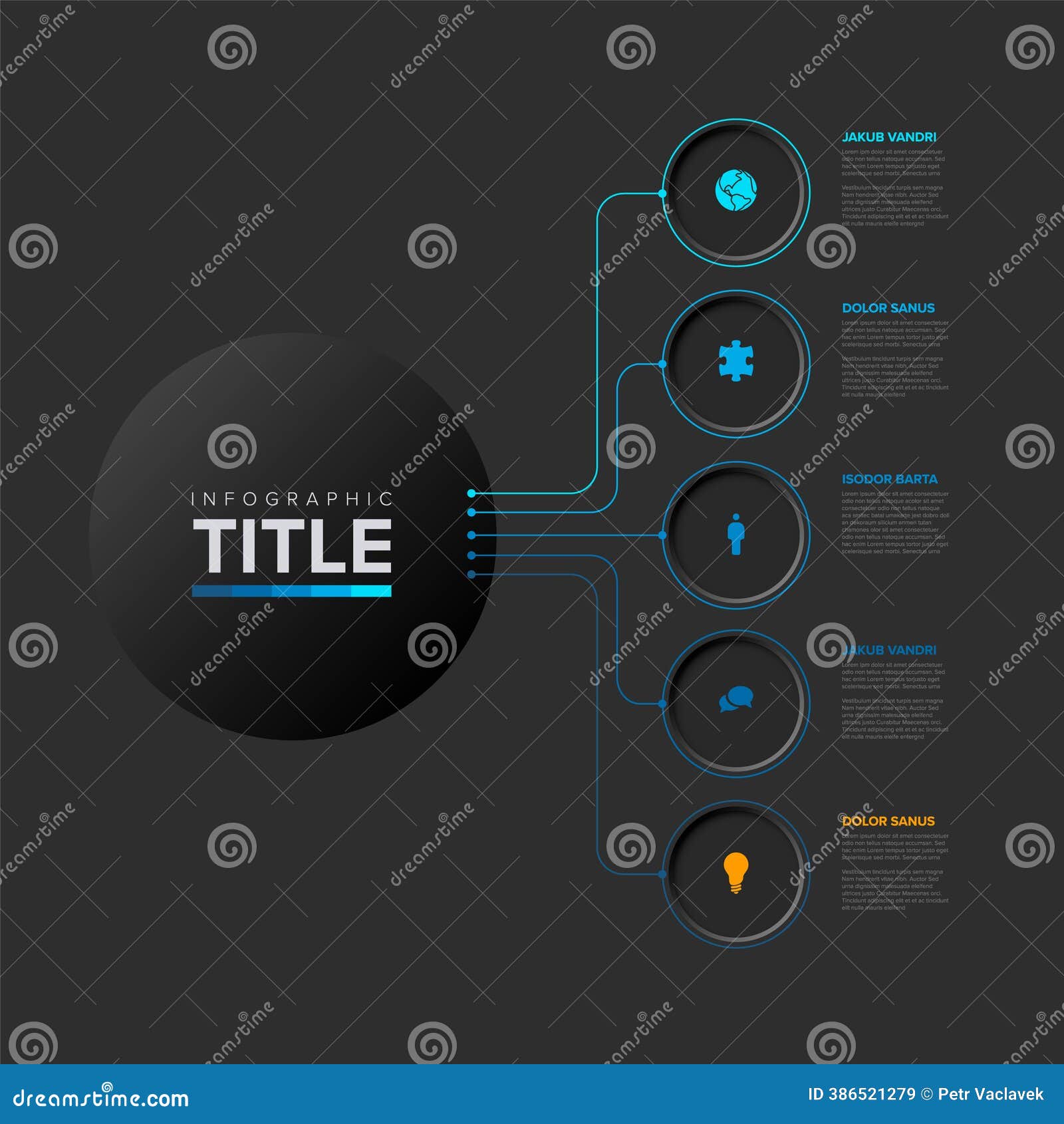 Dark Infographic Timeline Report Template With Graph Cartoon Vector | CartoonDealer.com #294753149