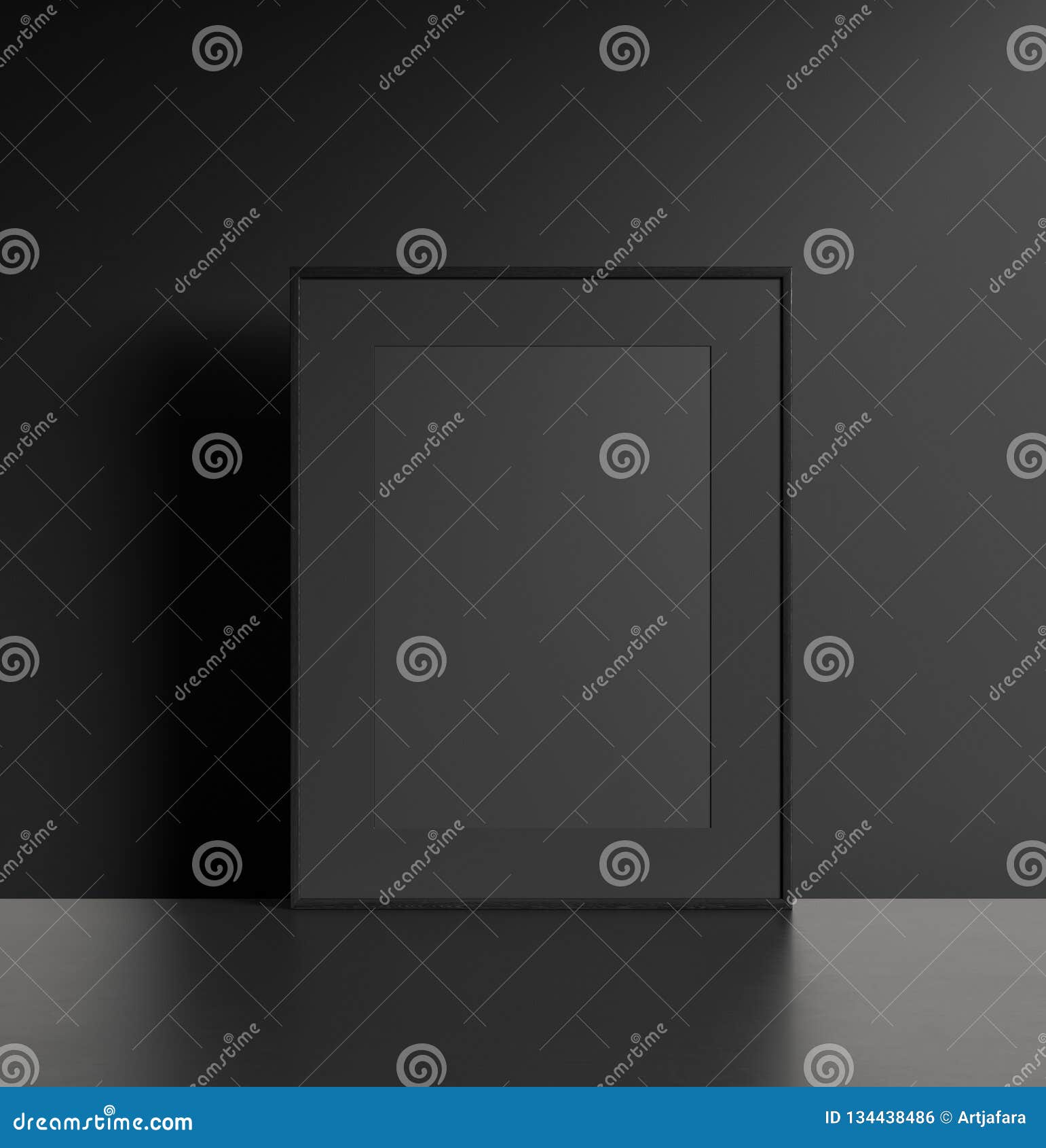 Modern Dark Interior with Black Picture Frame Stock Photo - Image of ...