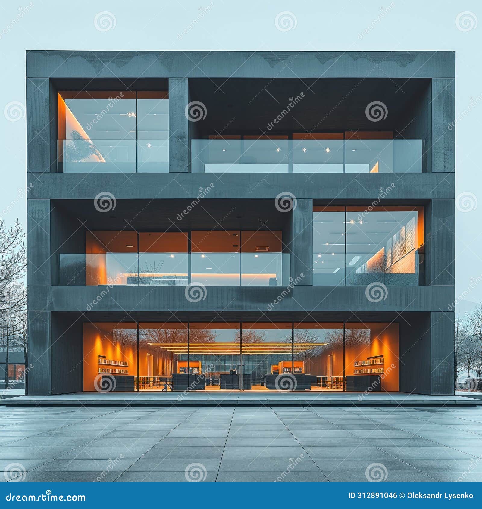 Modern Dark Office Building Minimalism Stock Illustration ...